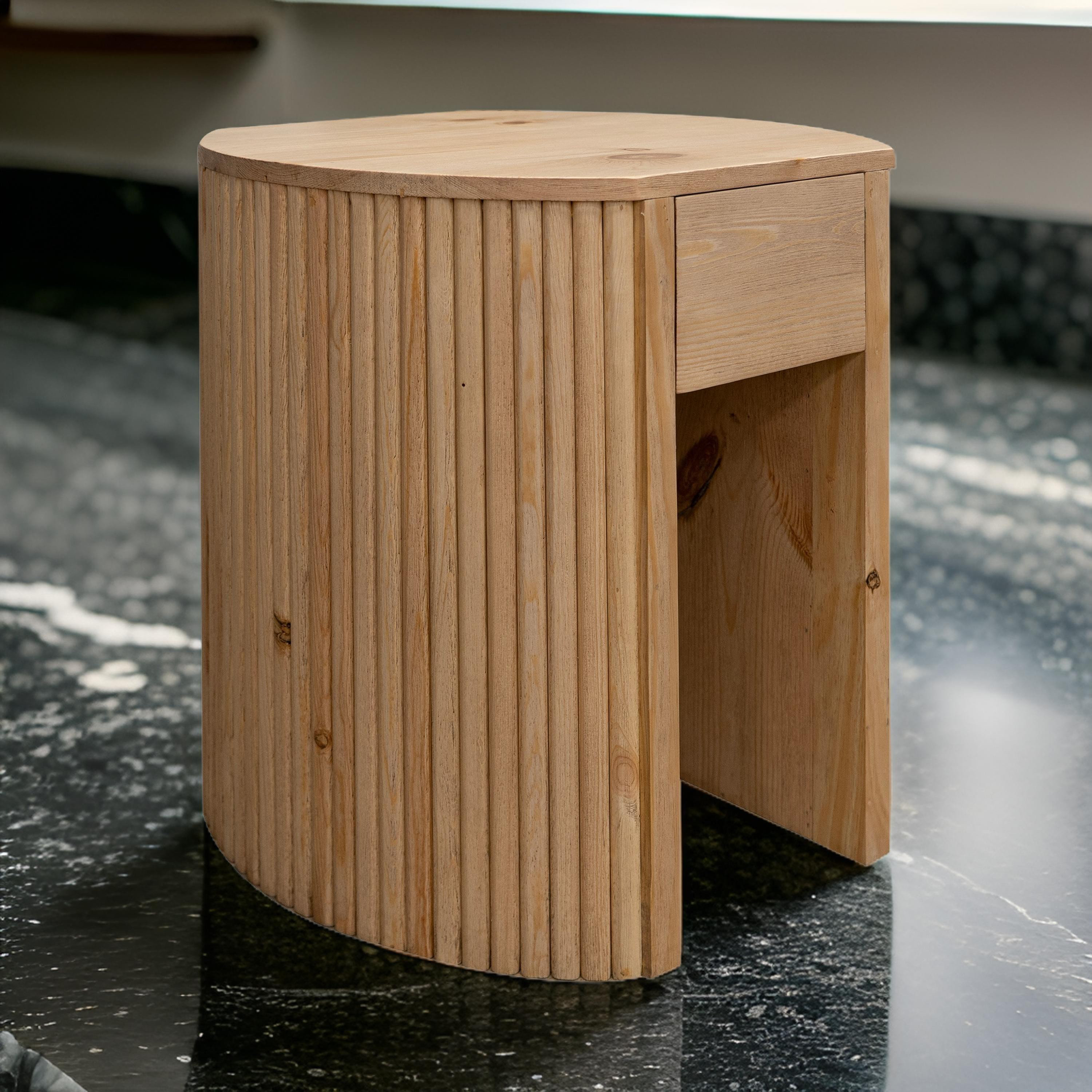 Benjara Izya 20 Inch Chairside End Table, Drawer, Intricate Ribbed ...