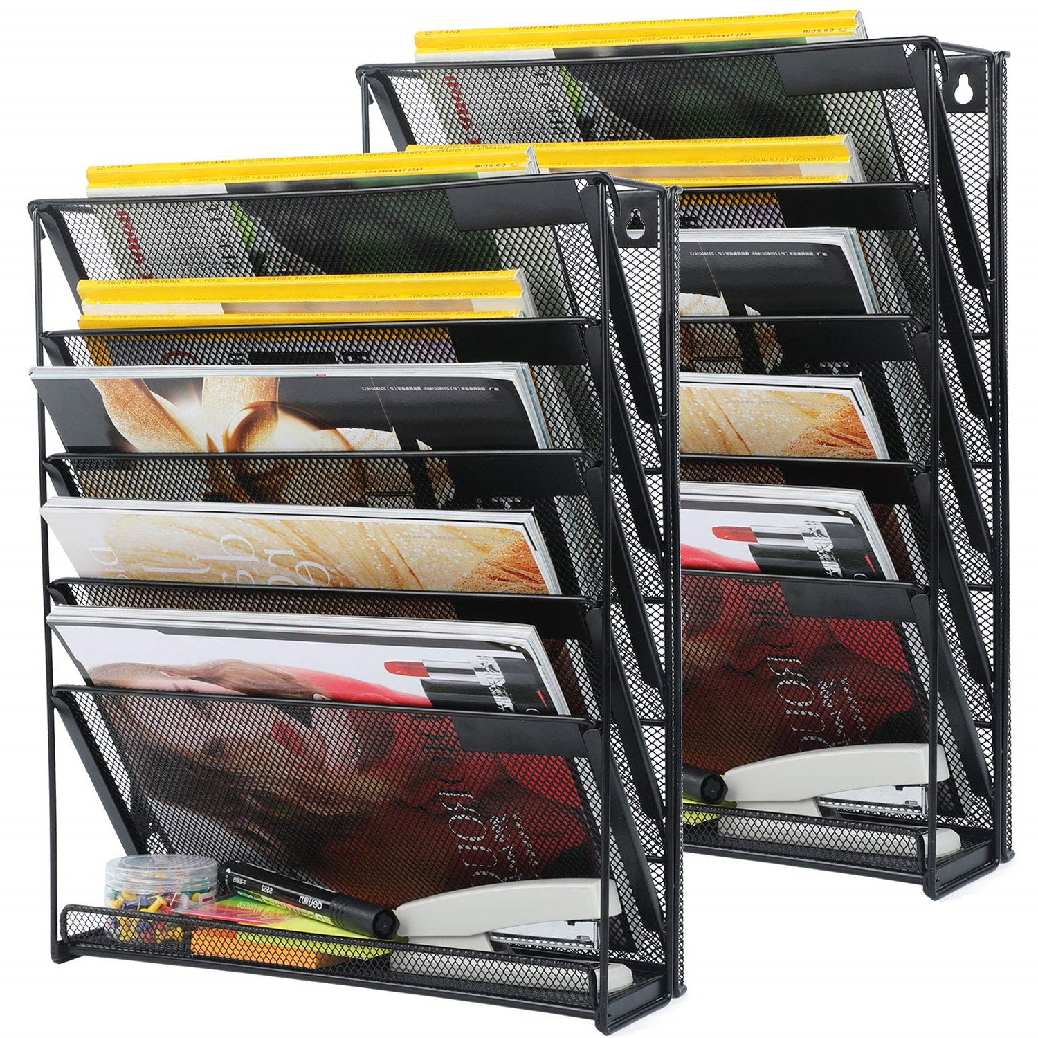 Rebrilliant 2 Pack Wall File Organizer, 6-Tier Vertical File Rack for ...