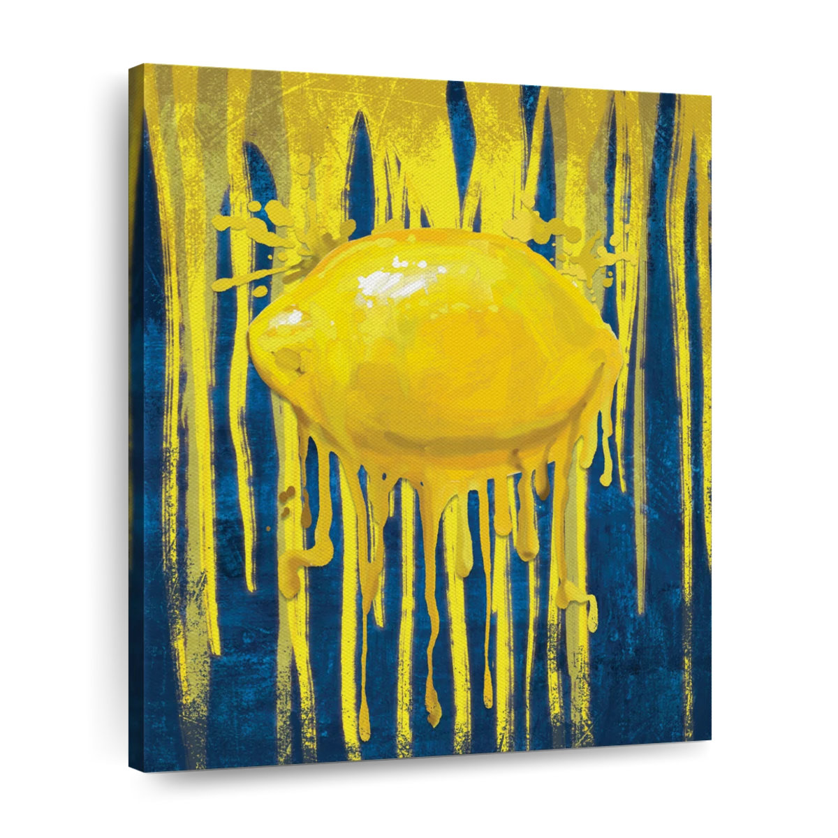 Ebern Designs Lemon Paint Drip On Canvas Print | Wayfair