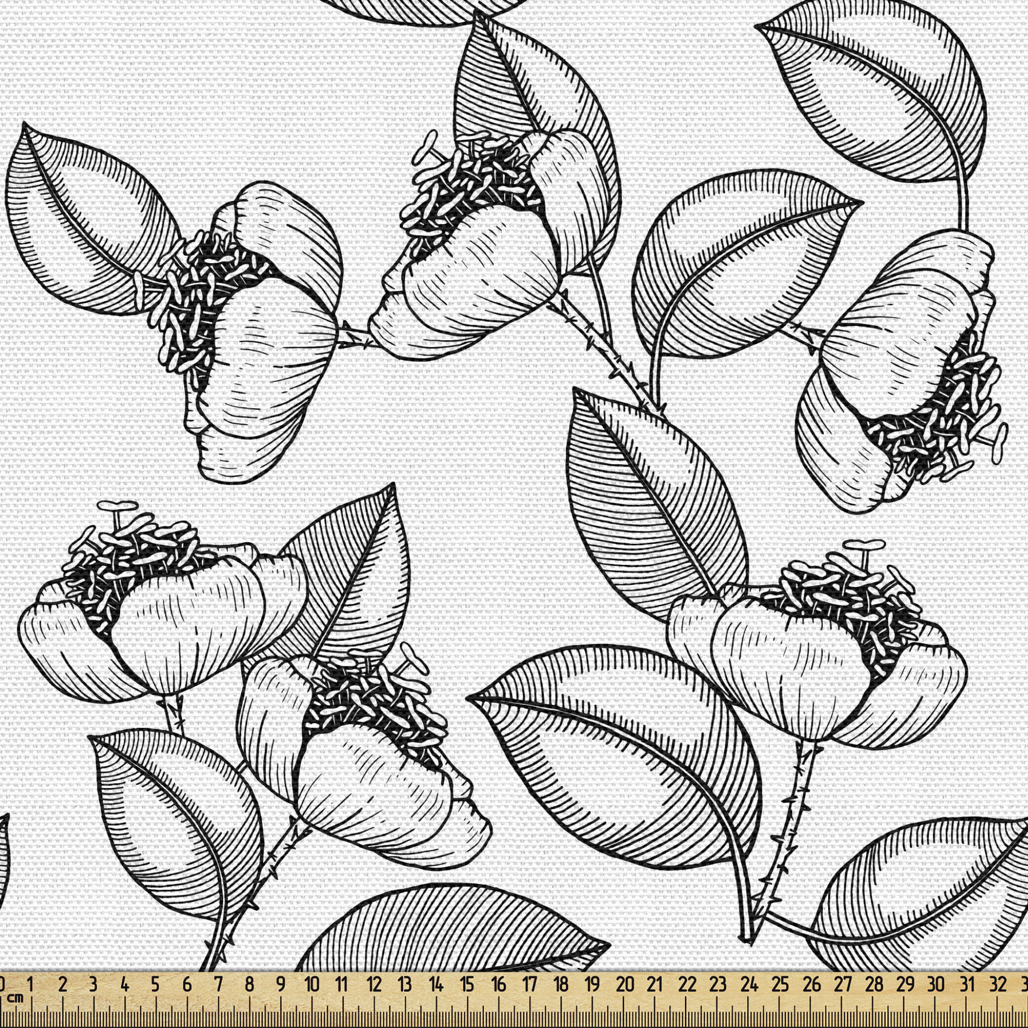 East Urban Home Floral Fabric By The Yard, Uncolored Summer Flowers ...