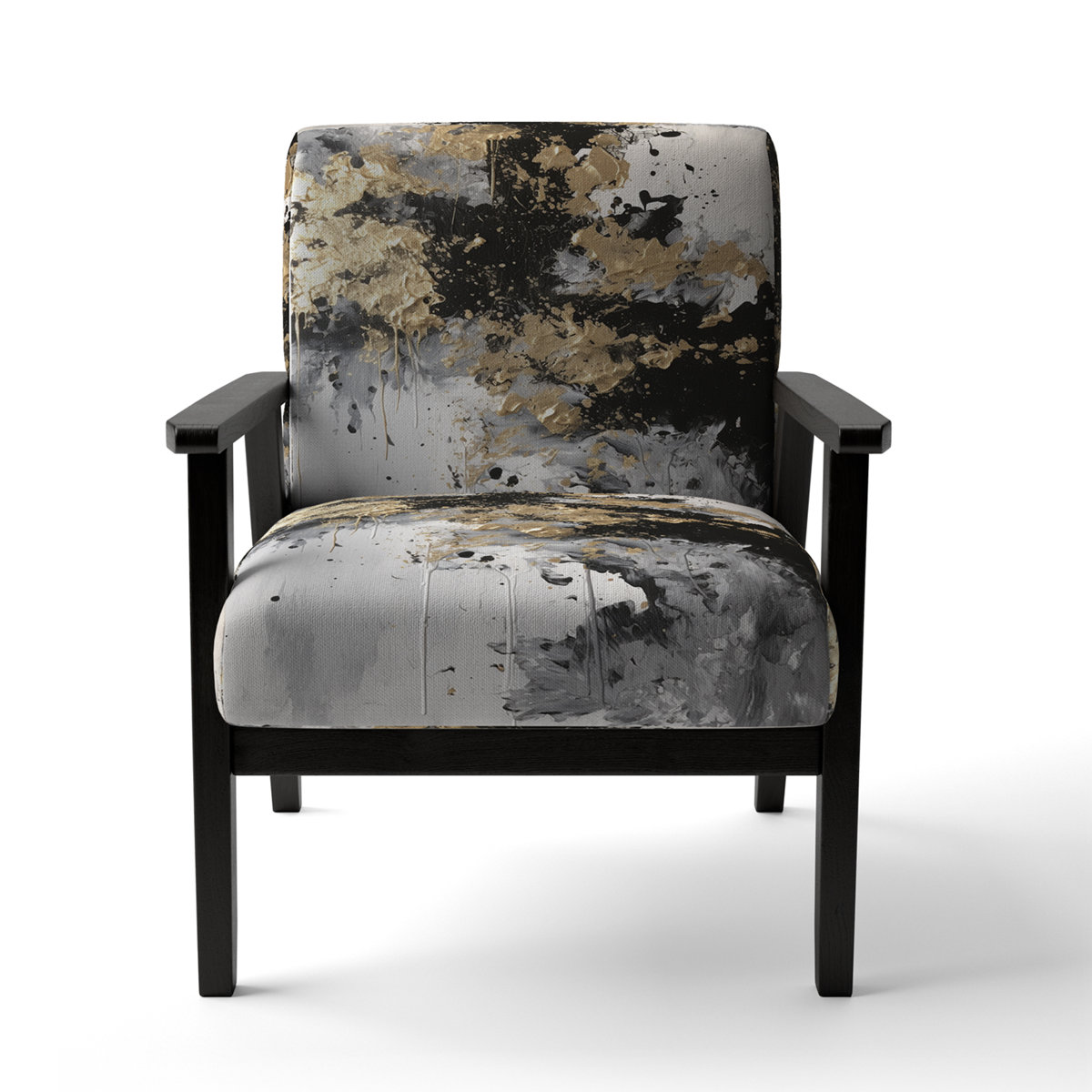 Ivy Bronx Bliss Minimal Abstract Gold And Black II - Upholstered ...