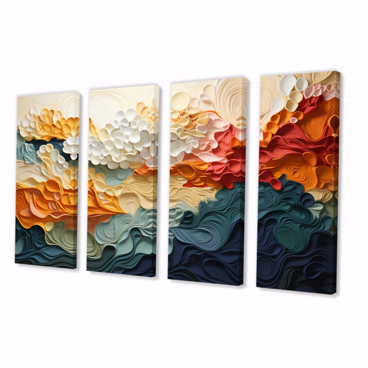 DesignArt Biomorphism Organic Forms VI On Canvas 4 Pieces Print ...