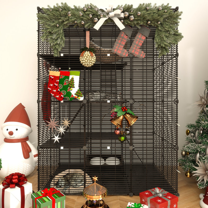 Archie & Oscar™ Dunstable 4-Layer Outdoor Metal Cat Cage, Catio, Cat ...