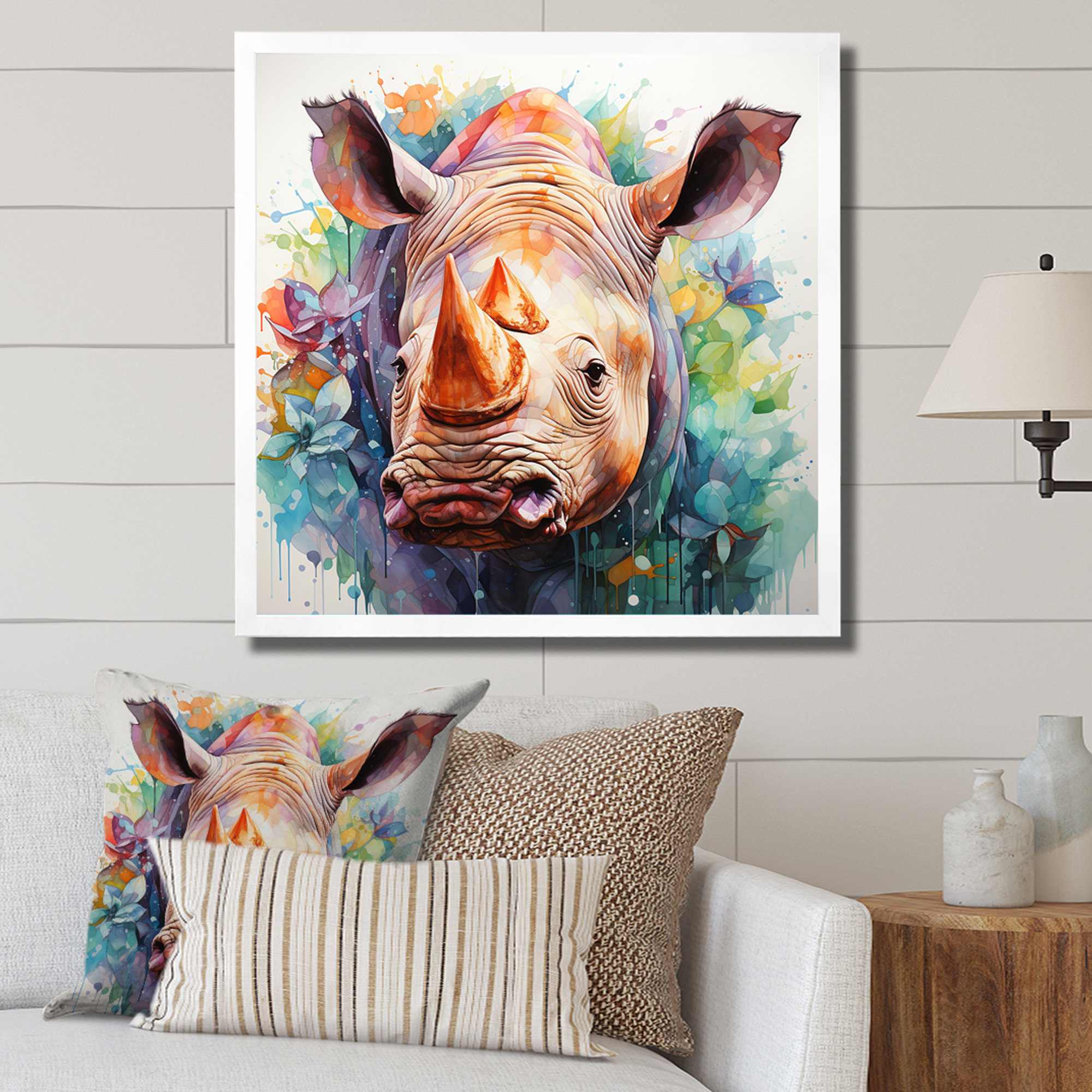 Millwood Pines Innocent Rhino Portrait - Rhinoceros Wall Art | Wayfair
