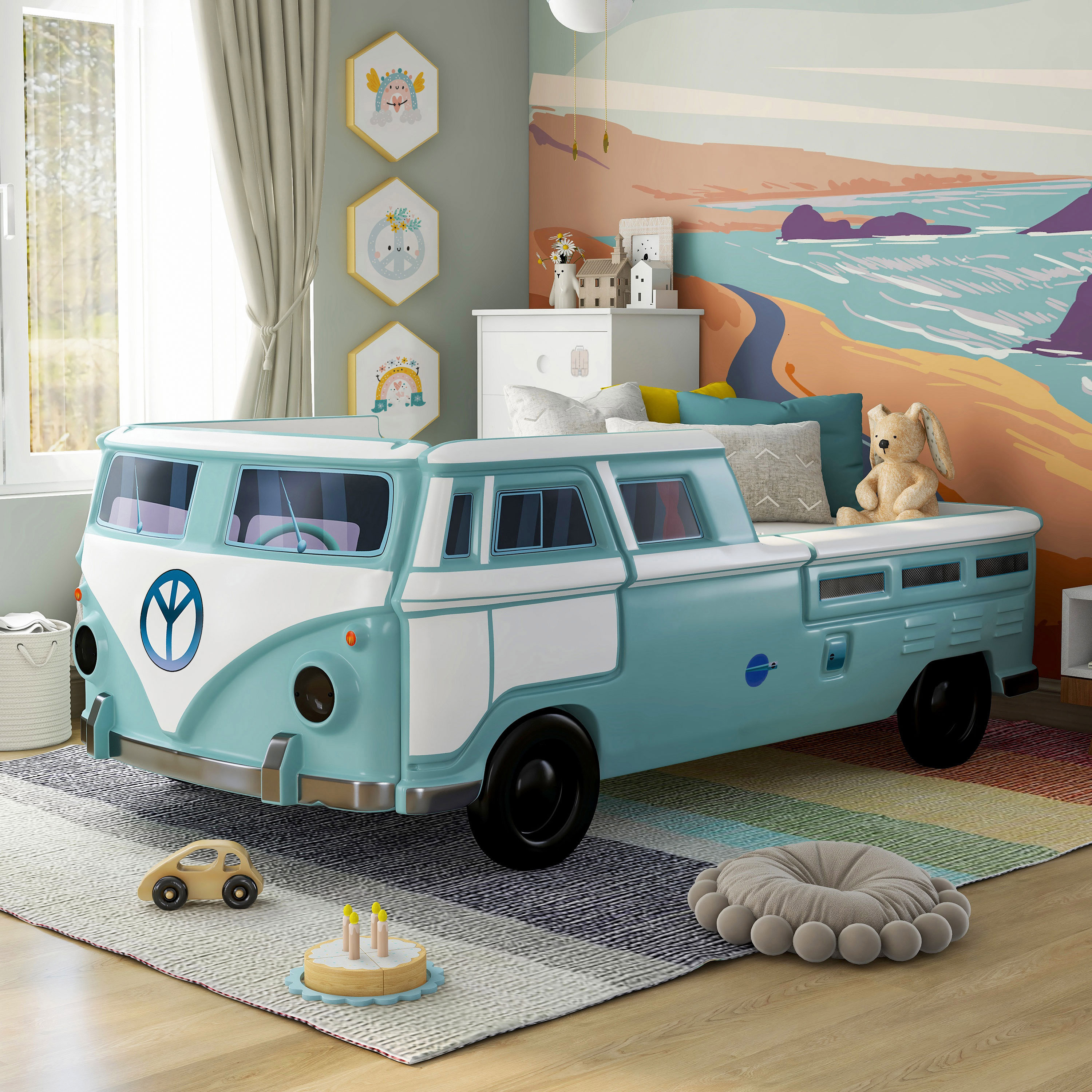 Loon Peak® Aabid Peace Bus Bed | Wayfair