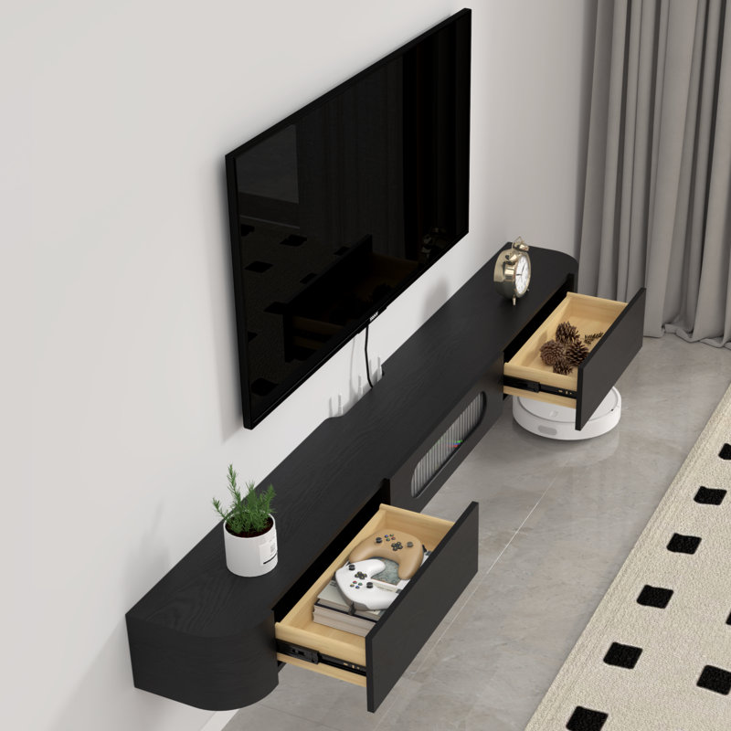 Latitude Run® High Gloss Floating Tv Stand,70'' Wall Mounted Tv Shelf ...