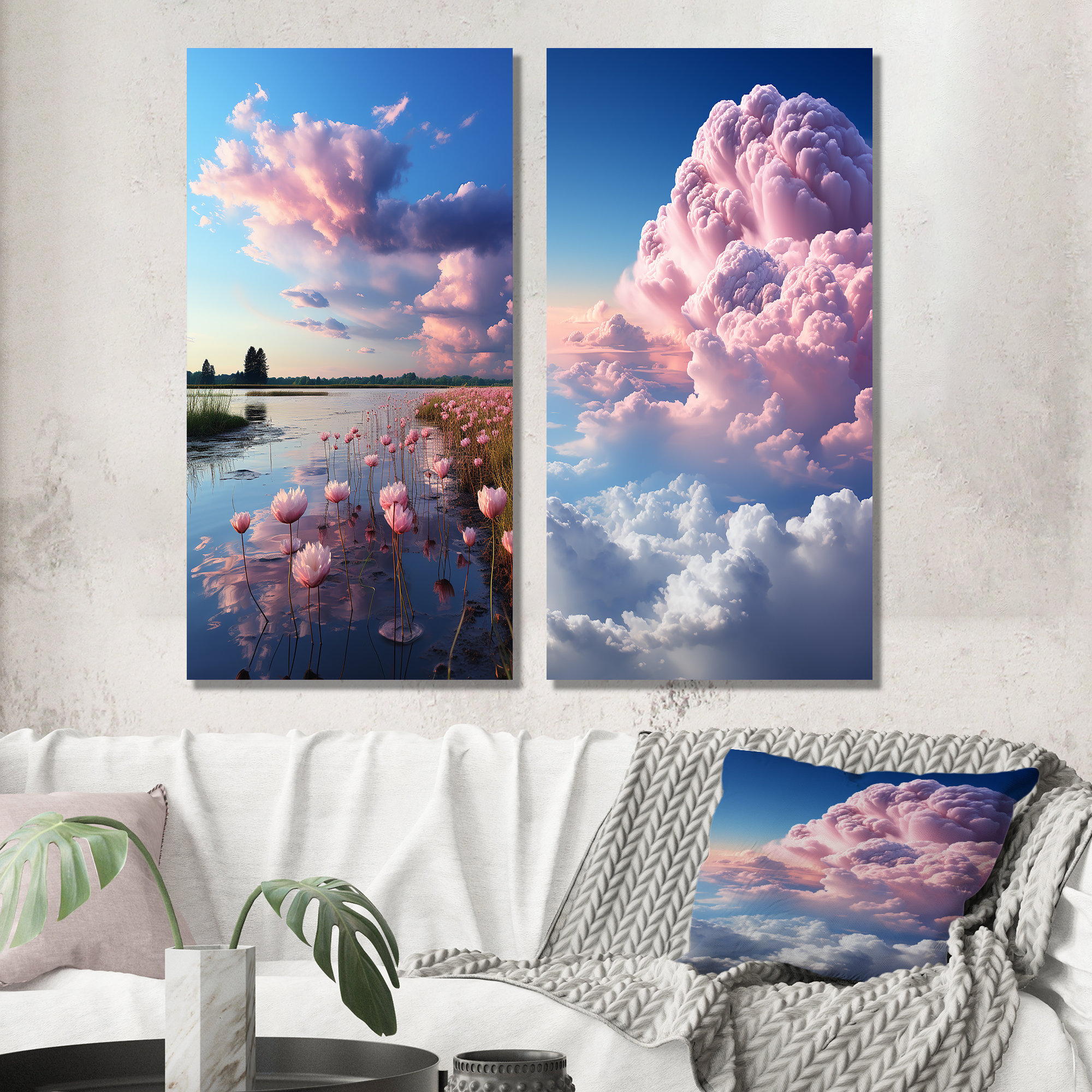 Latitude Run® " Pink Blue Sky Celestial Beauty Muted " 2 - Pieces on ...