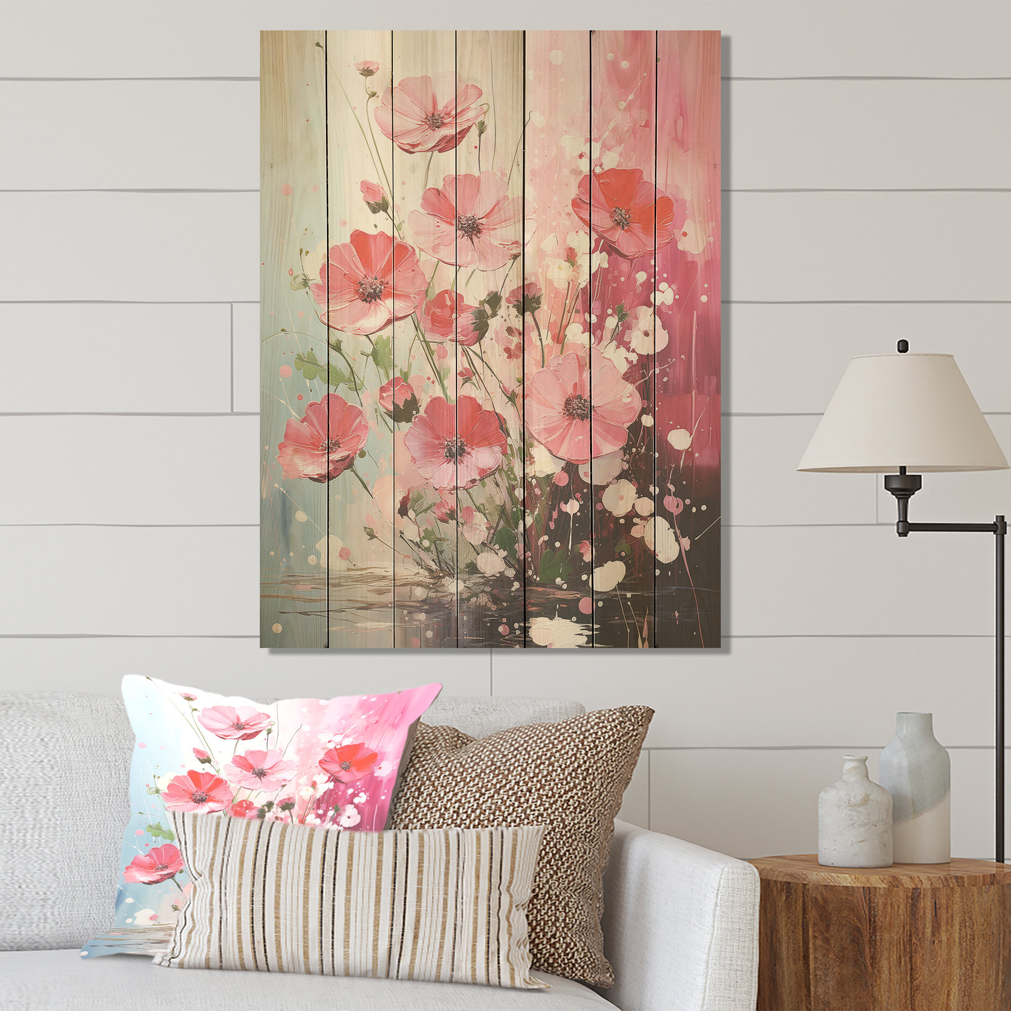Winston Porter Pink Fushia Blooms Spring Petals - Fuschia On Wood Print ...
