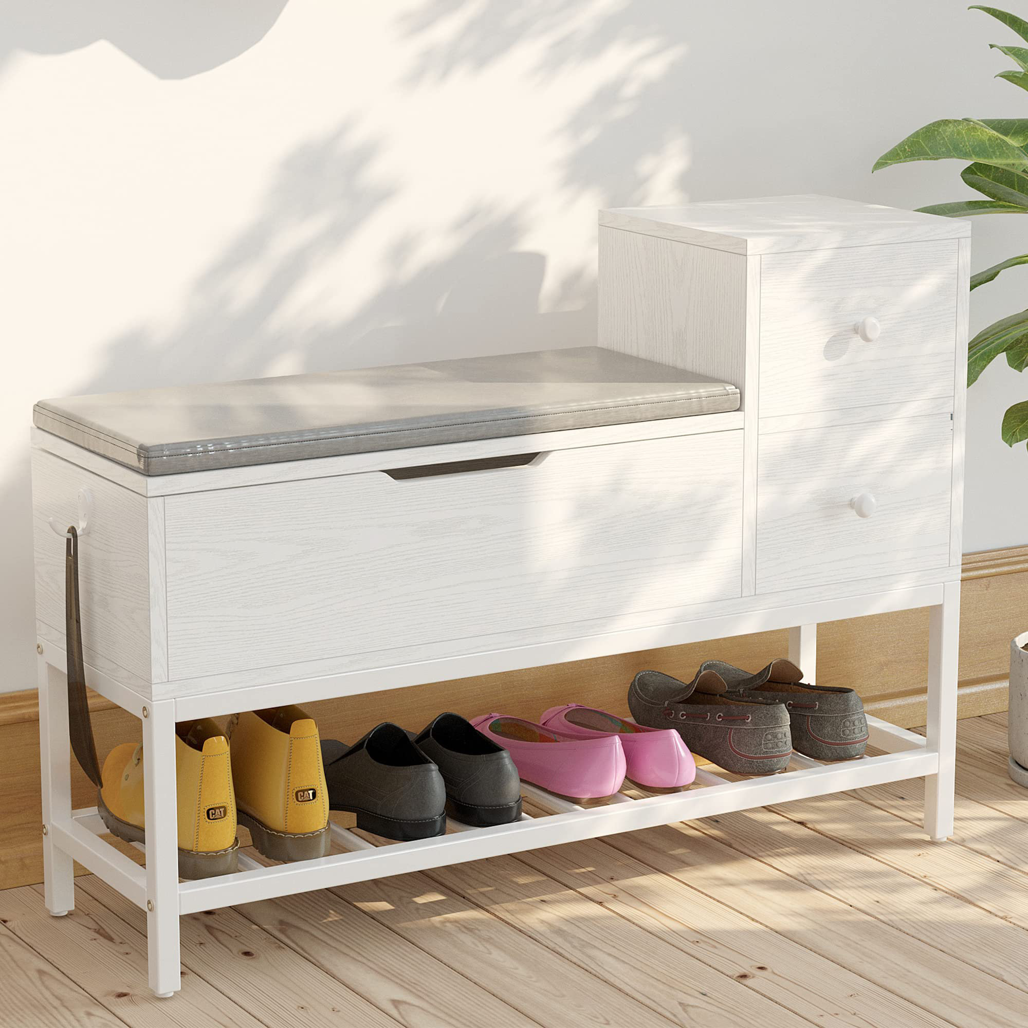 Latitude Run® Entryway Bench, Shoe Storage Bench With Flip Top Box And ...