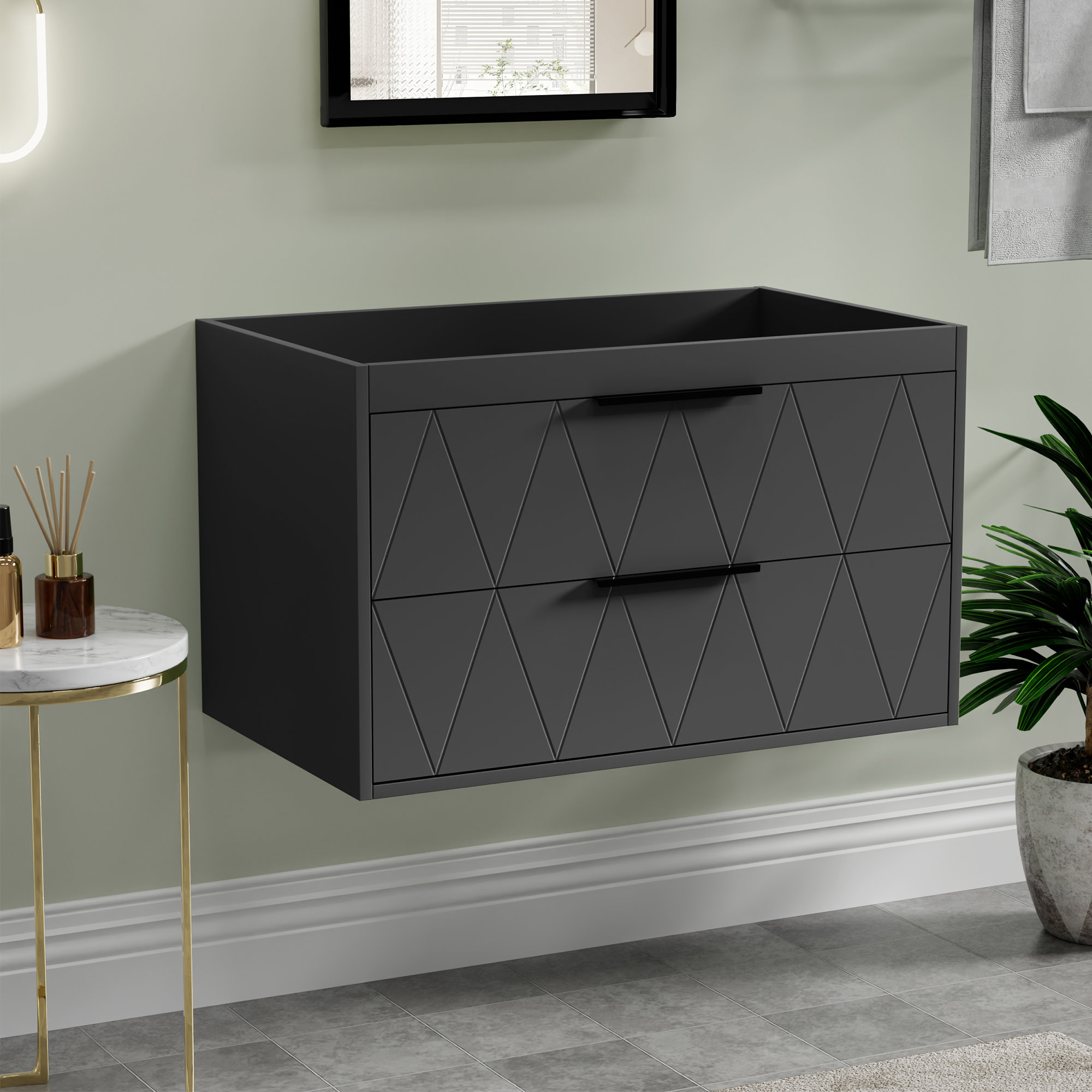 ECLIFE 30" Wall Mounted Bathroom Vanity Base Only without Sink Top ...