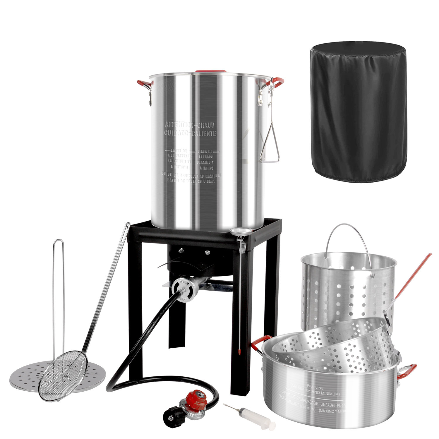 IVY&LANE Premium Aluminum 30QT Turkey Fryer & 10QT Fish Fryer Kit with ...