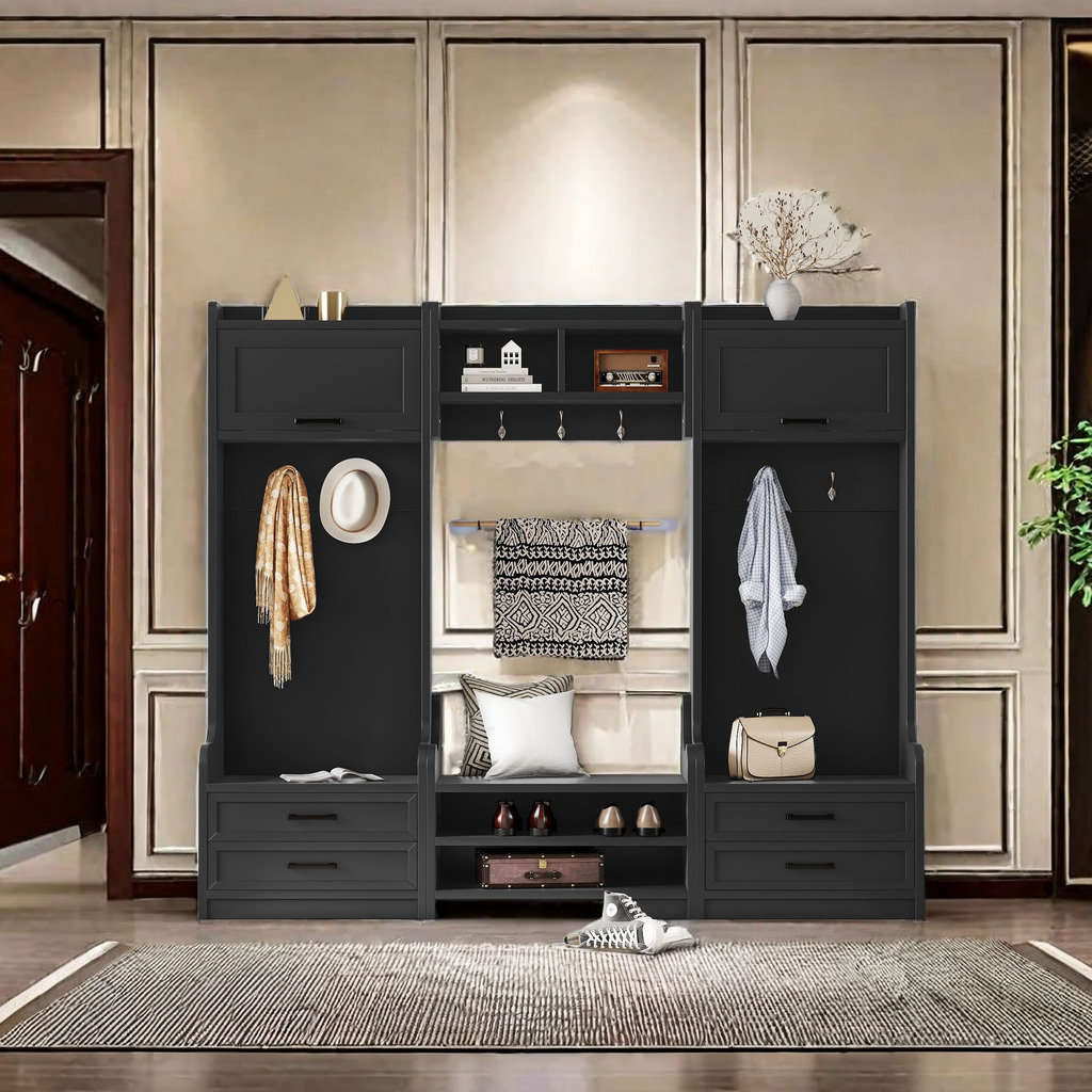 Wildon Home® 4-in-1 Multiple Functions Hall Tree With Storage Drawers ...