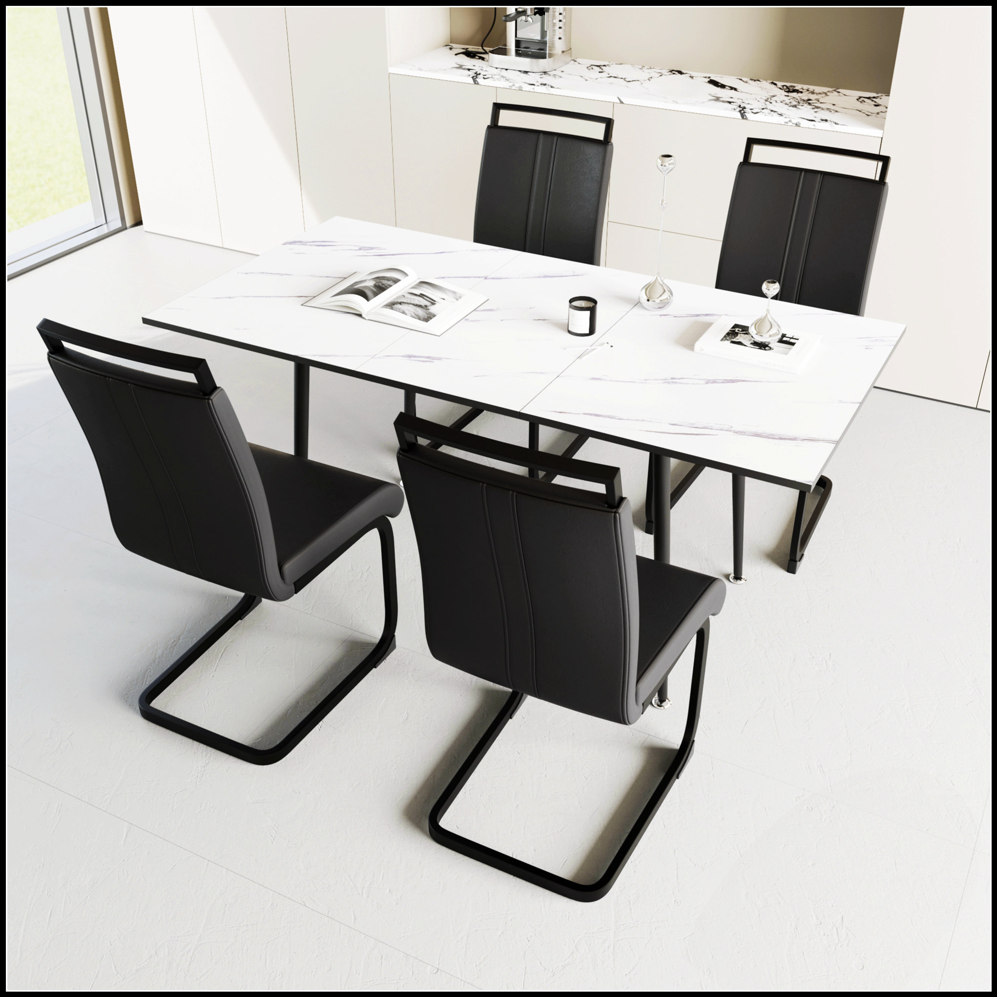 Ivy Bronx 47" Expandable Dining Table Set For 2-6 People, Equipped With ...