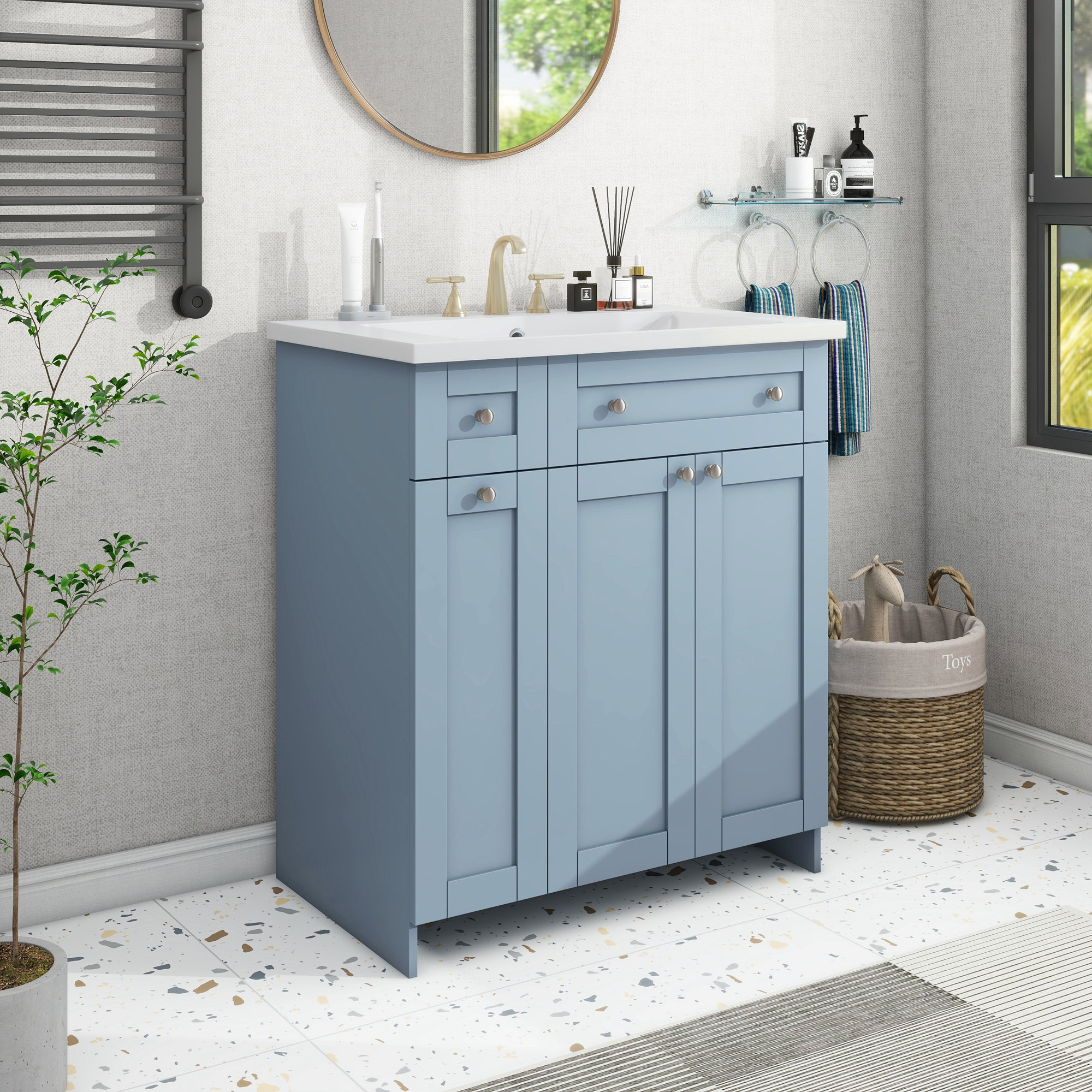 Winston Porter Chic 30" Blue Vanity Cabinet With Durable, Easy-clean ...