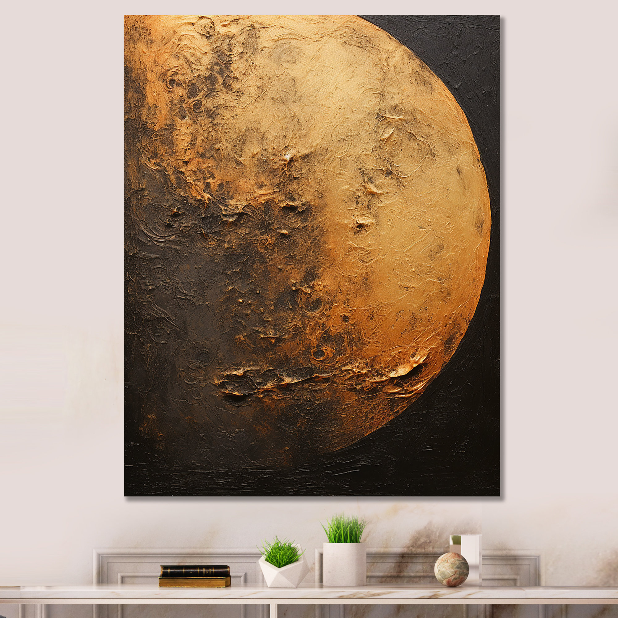 Design Art Bronze Moon Beam I - Moon Wall Decor | Wayfair