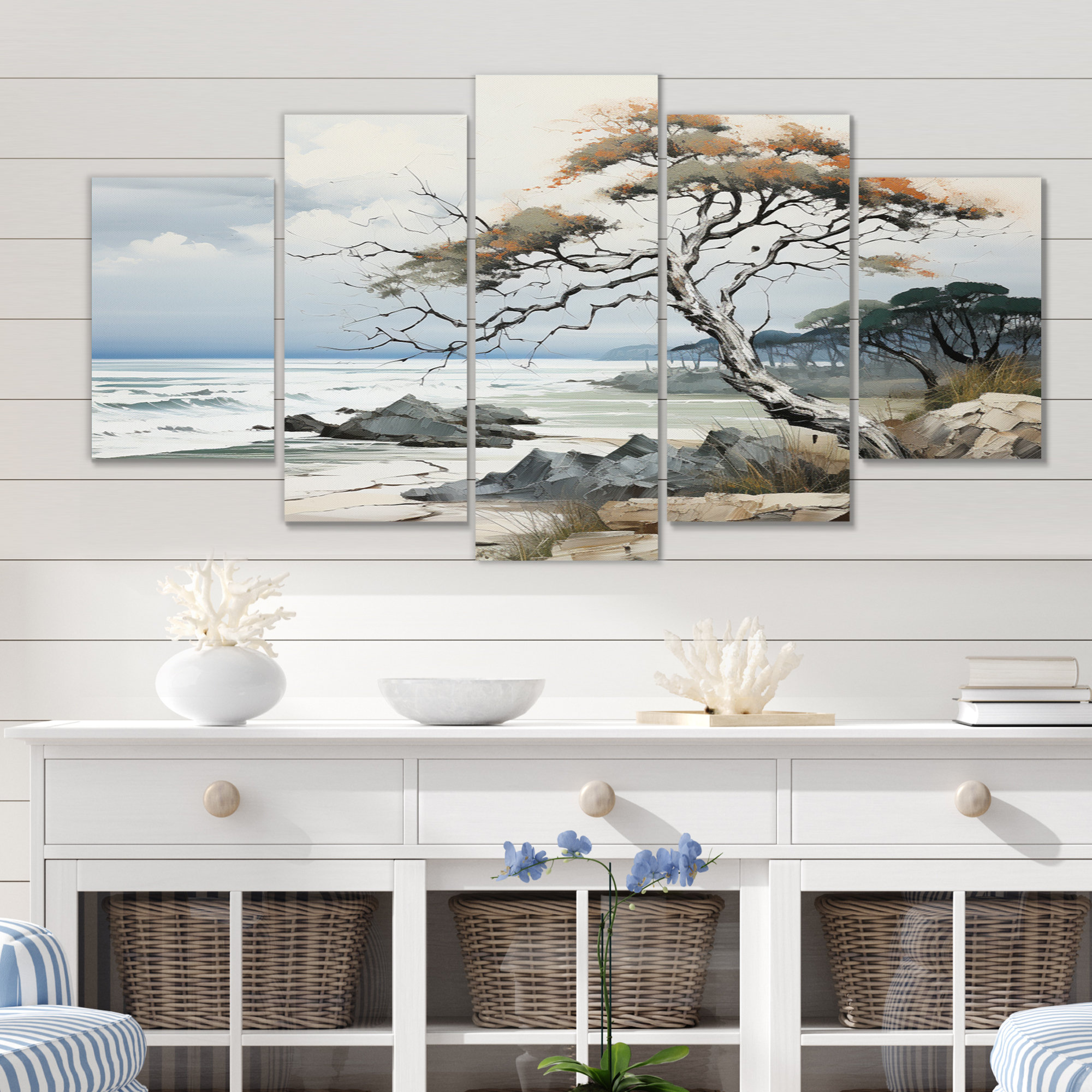 Design Art Coastal Tropical Windswept - Beach & Ocean Metal Art Print ...