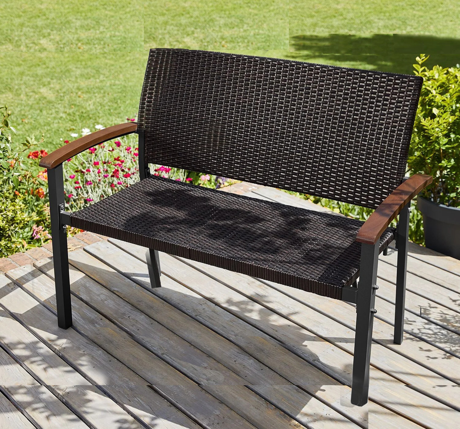Winston Porter Outdoor Loveseat Bench Chair For Outside Patio Porch ...