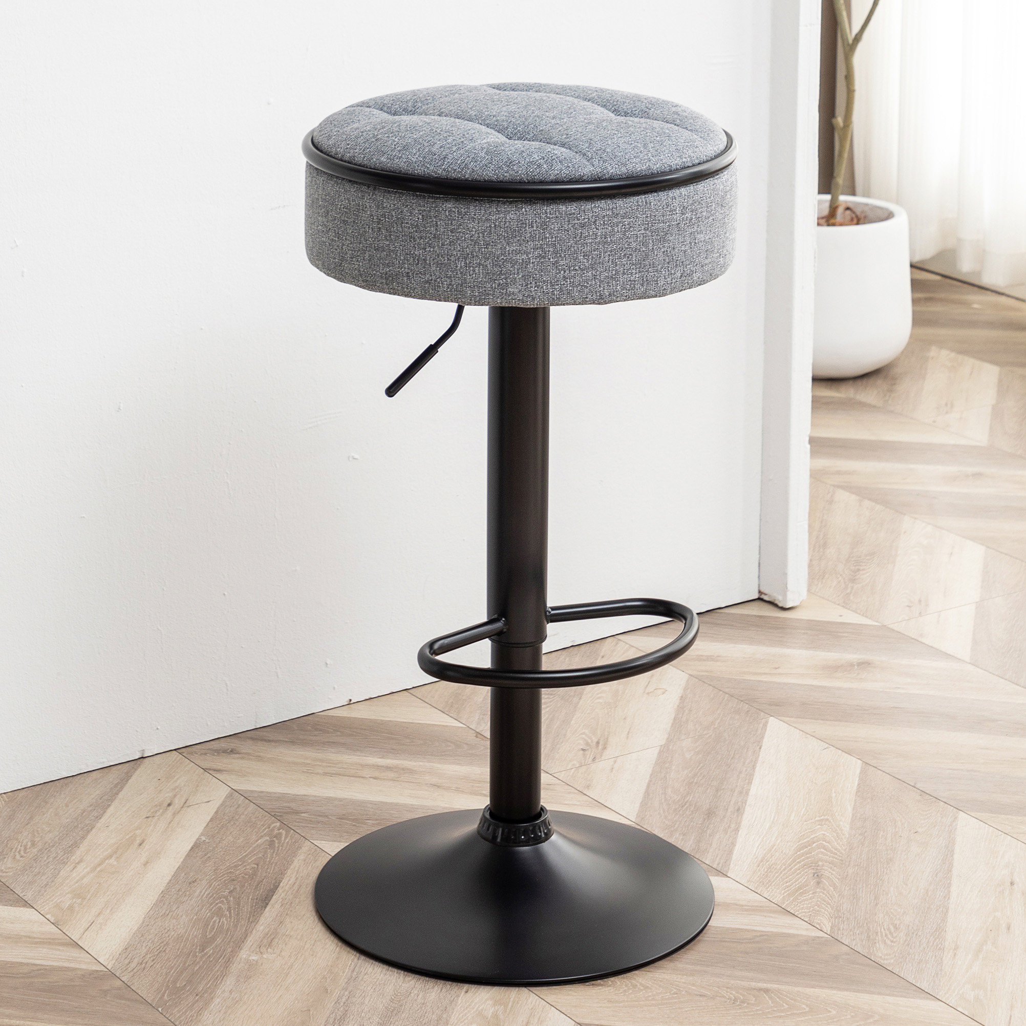 Ivy Bronx Round Storage Bar Stool , Height Adjustable Barstool, 360 ...