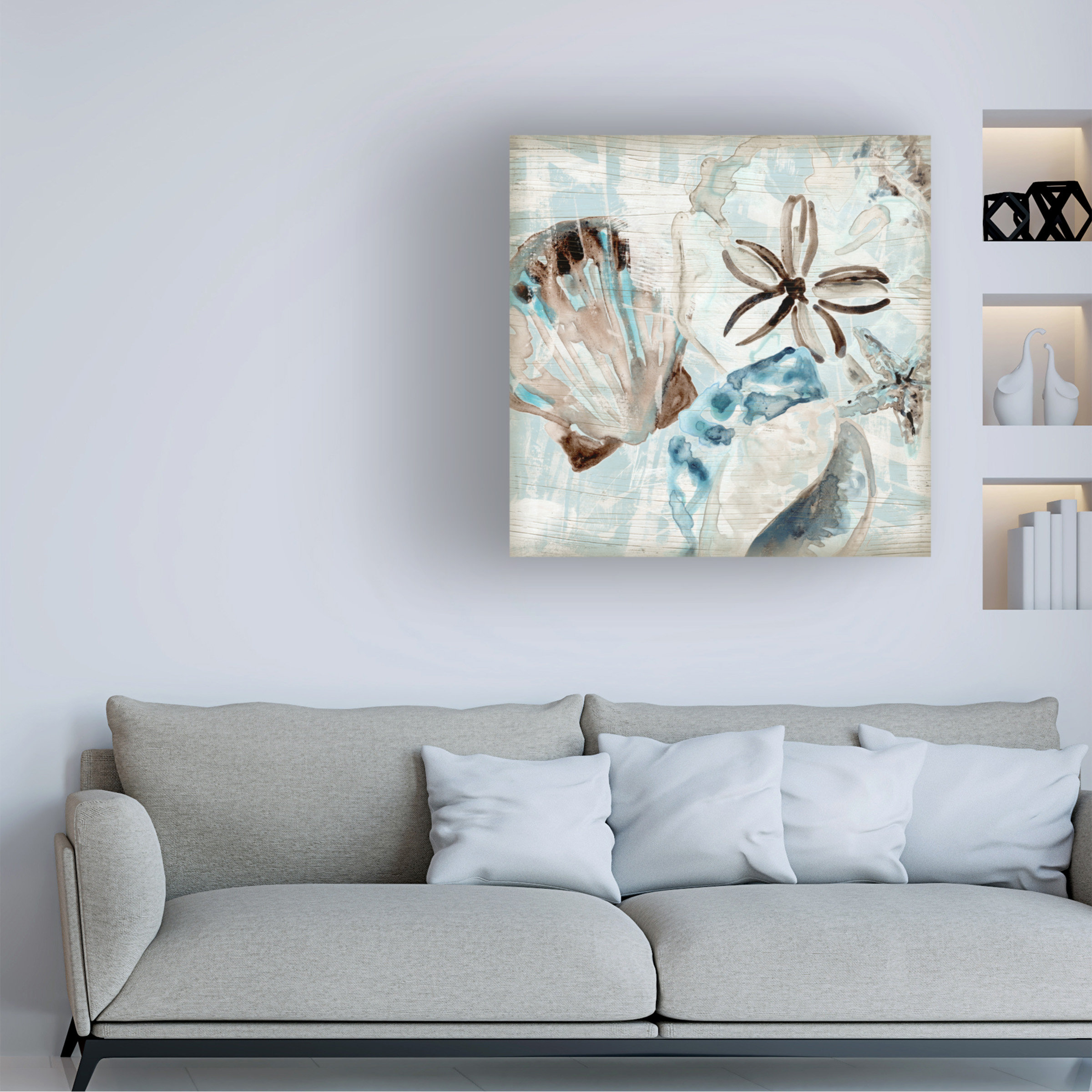 Highland Dunes Driftwood Shell Collage I On Canvas Print | Wayfair