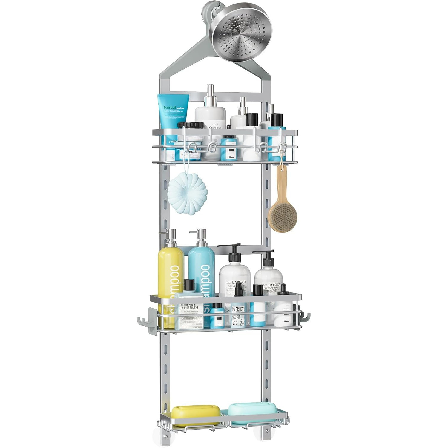 Rebrilliant Hanging Shower Caddy, 3 Tier Adjustable Basket Over Shower ...