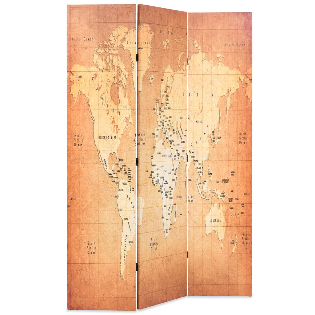 Williston Forge Folding Room Divider 47.2X66.9" World Map Yellow | Wayfair