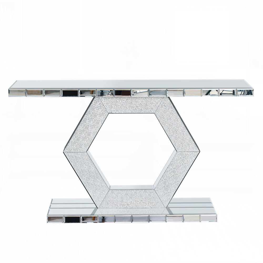 Everly Quinn Hexagon Mirror Entryway Premium Modern Foyer Console Table ...