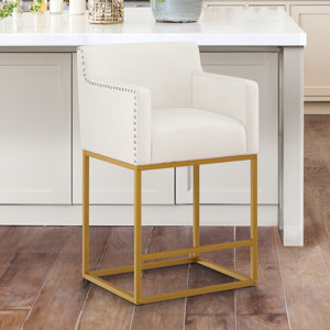 Red Barrel Studio® Levertis Upholstered Counter Stool with Metal Frame ...