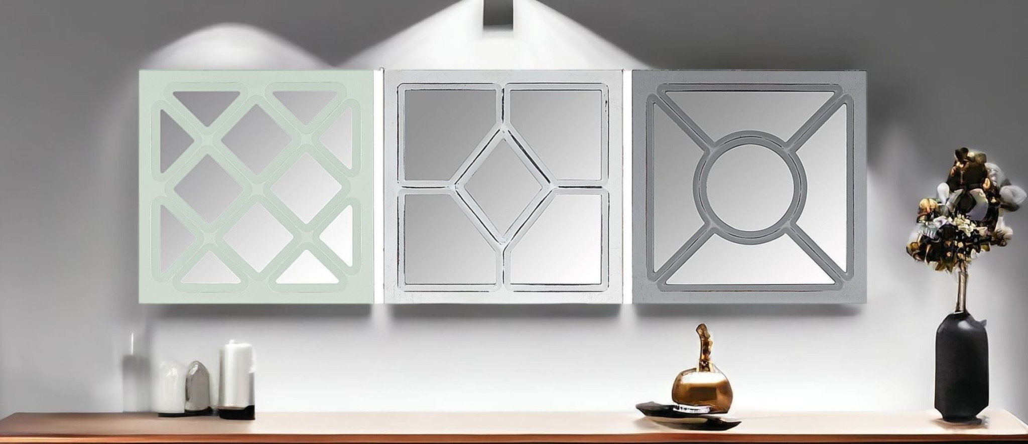 Red Barrel Studio® Set of Three White Square Framed Mirror Set | Wayfair