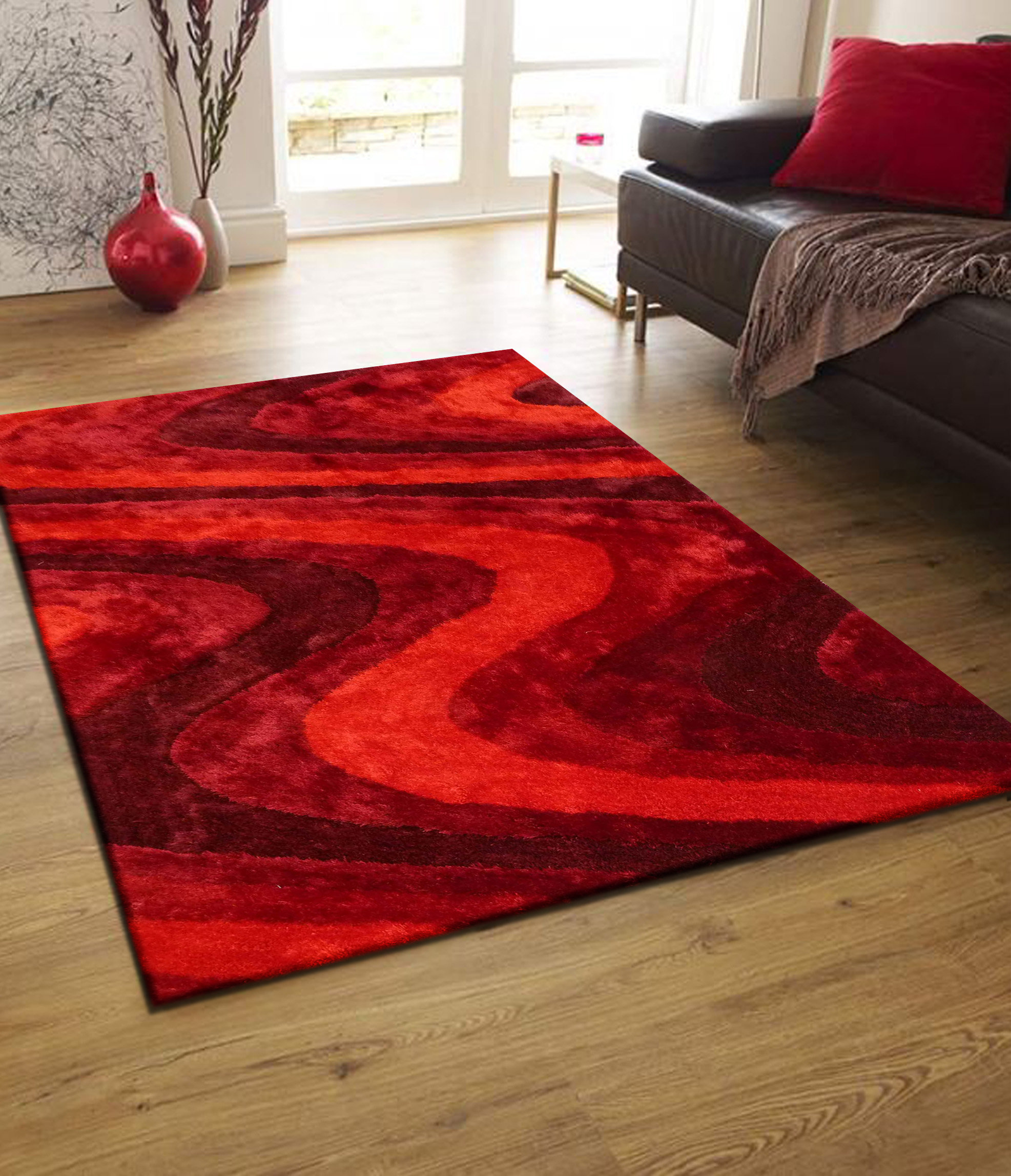 Orren Ellis Kor Handmade Tufted Red Area Rug | Wayfair