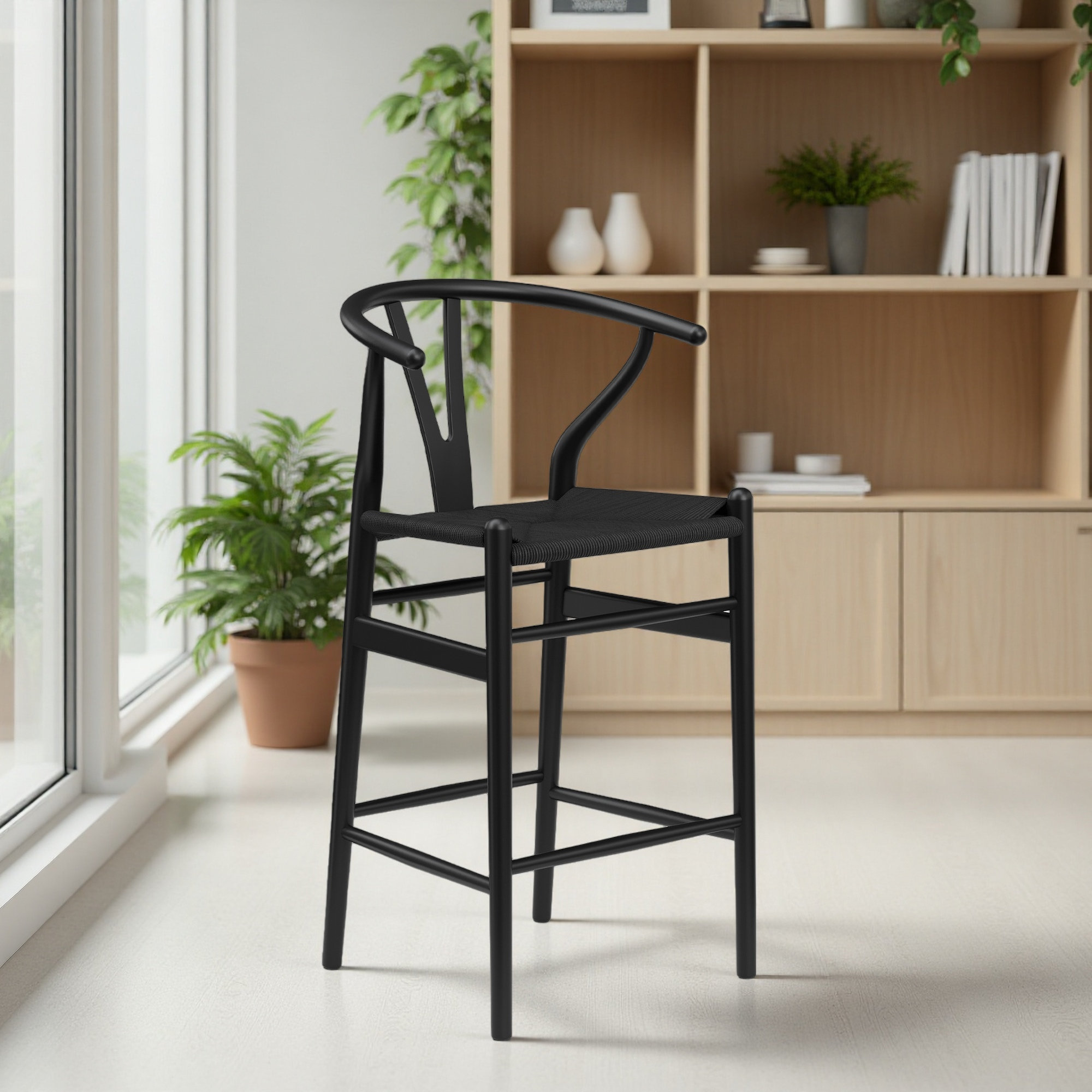 Bay Isle Home™ Wishbone Barstool,Weave Counter Height Bar Stools, Fully ...