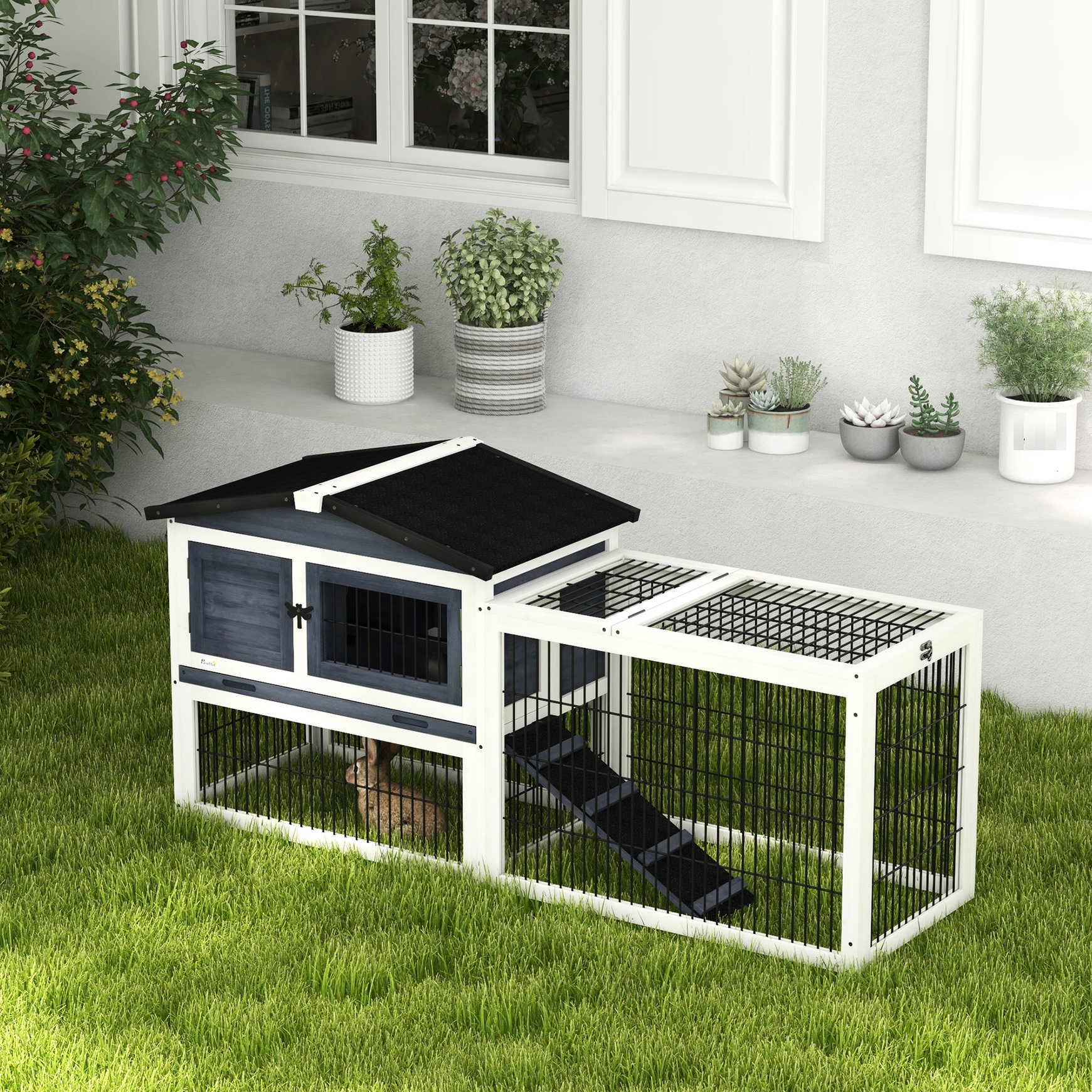 Archie & Oscar™ Outdoor Rabbit Cage, 59" 2 Levels With Roof, Removable ...