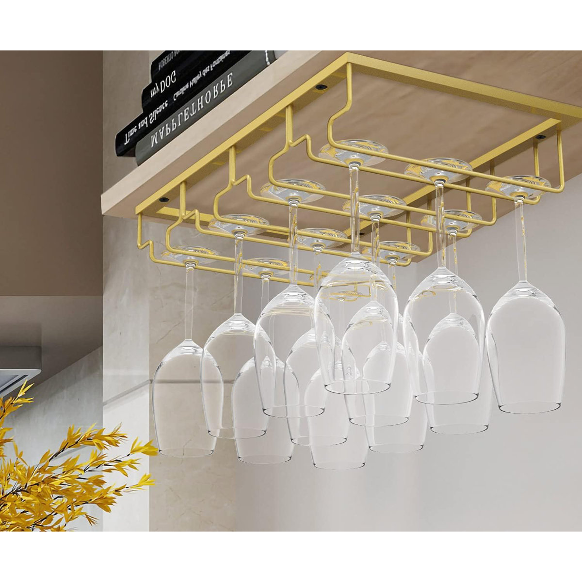 Everly Quinn Dalal Industrial Metal Hanging Wine Glass Rack, Under ...