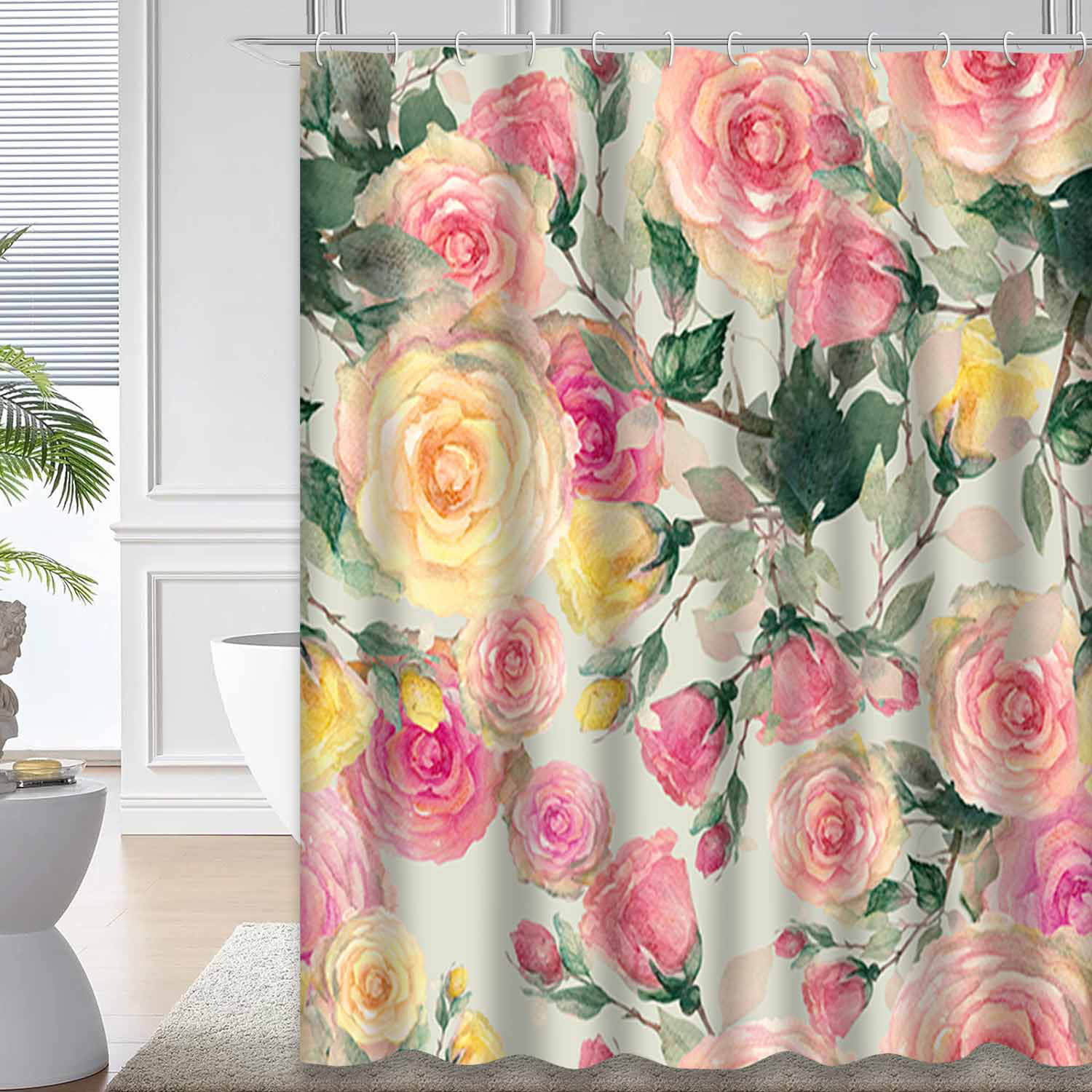 East Urban Home ??Summer Roses Shower Curtain with 12 Hooks ...