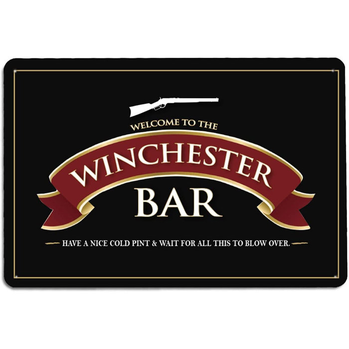 Maturi Happy Larry The Winchester Bar - A4 Metal Pub Black red ribbon ...
