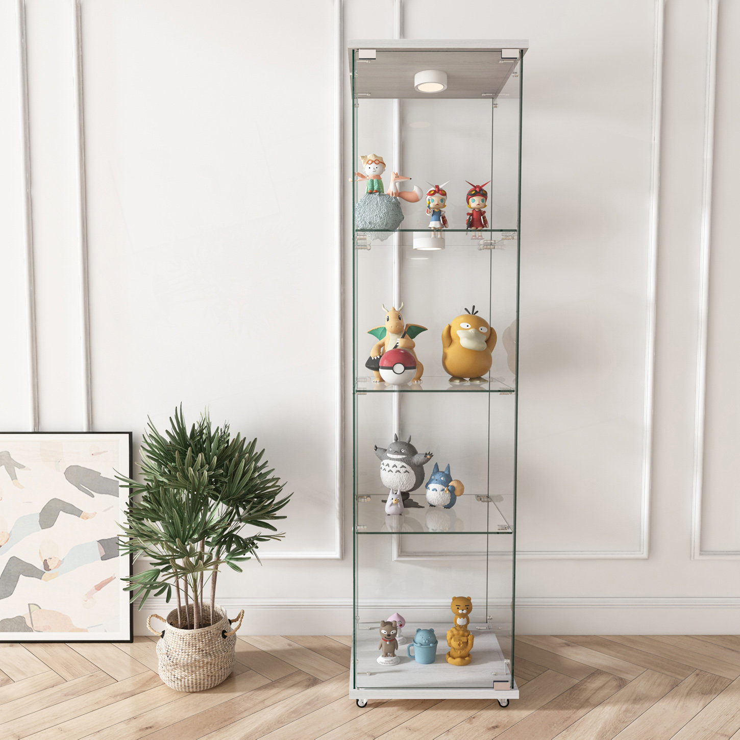 Latitude Run® Modern Glass Display Cabinet With Led Lights, 1-Door ...