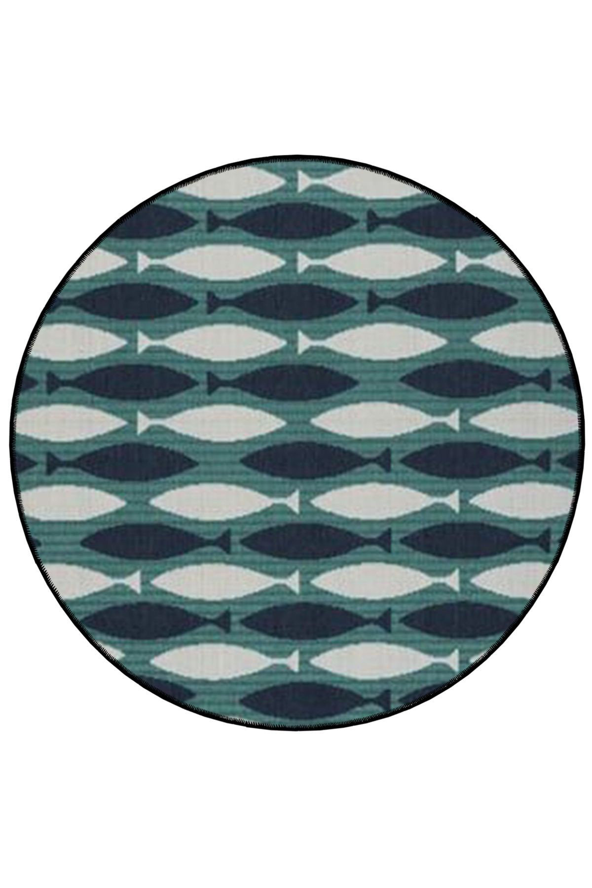 Hokku Designs Round Silhouette Fish Patterned Woven Base Modern ...