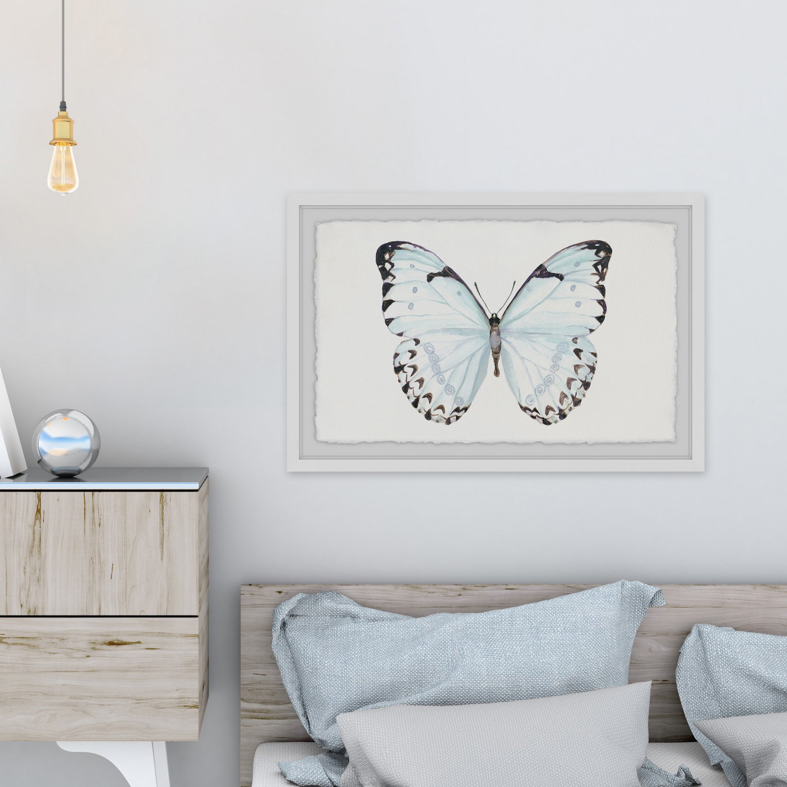 Bayou Breeze Abdirazaq 'Translucent Blue Wings' Framed Watercolor ...