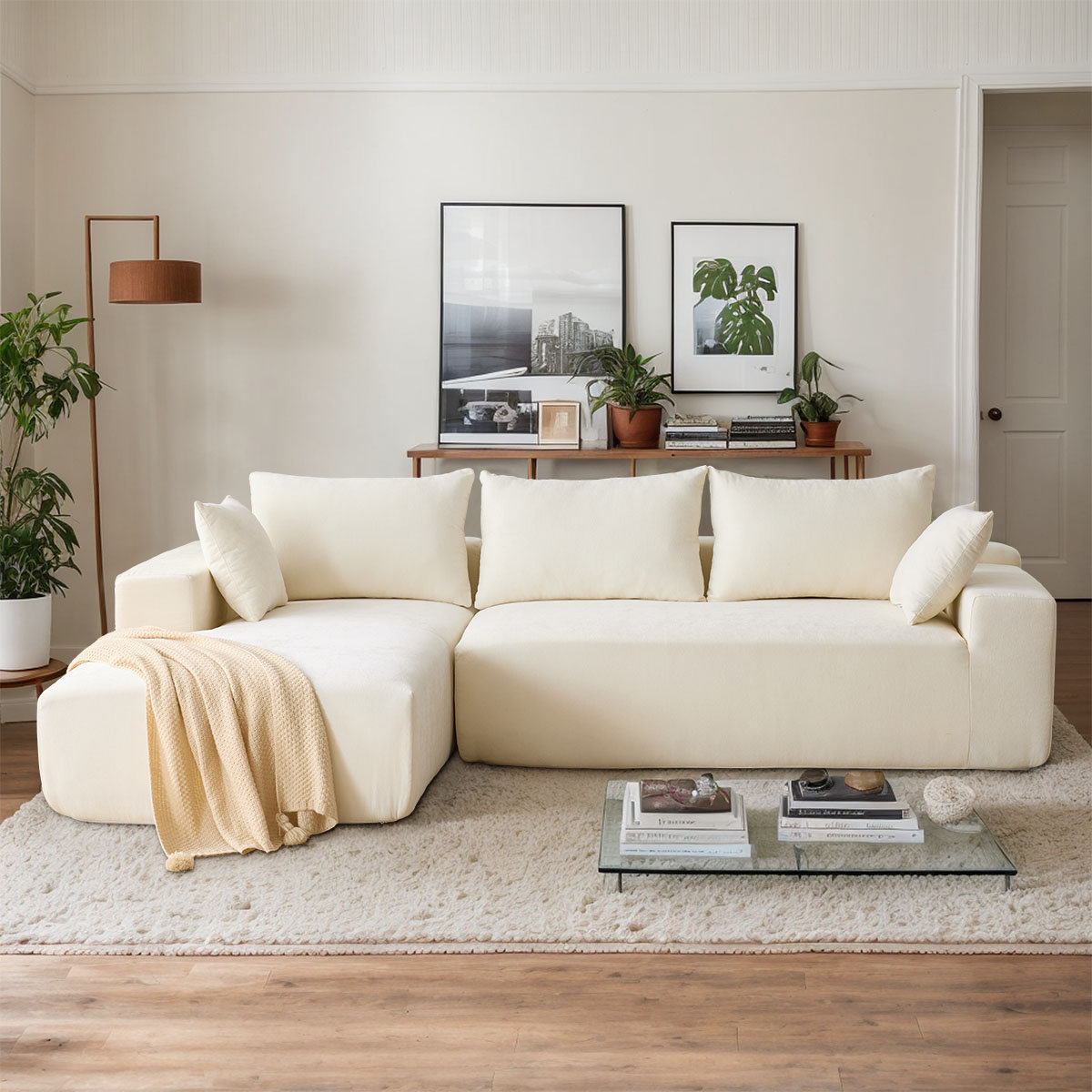 Hokku Designs 2 - Piece Upholstered Sectional modular sofa-No Assembly ...