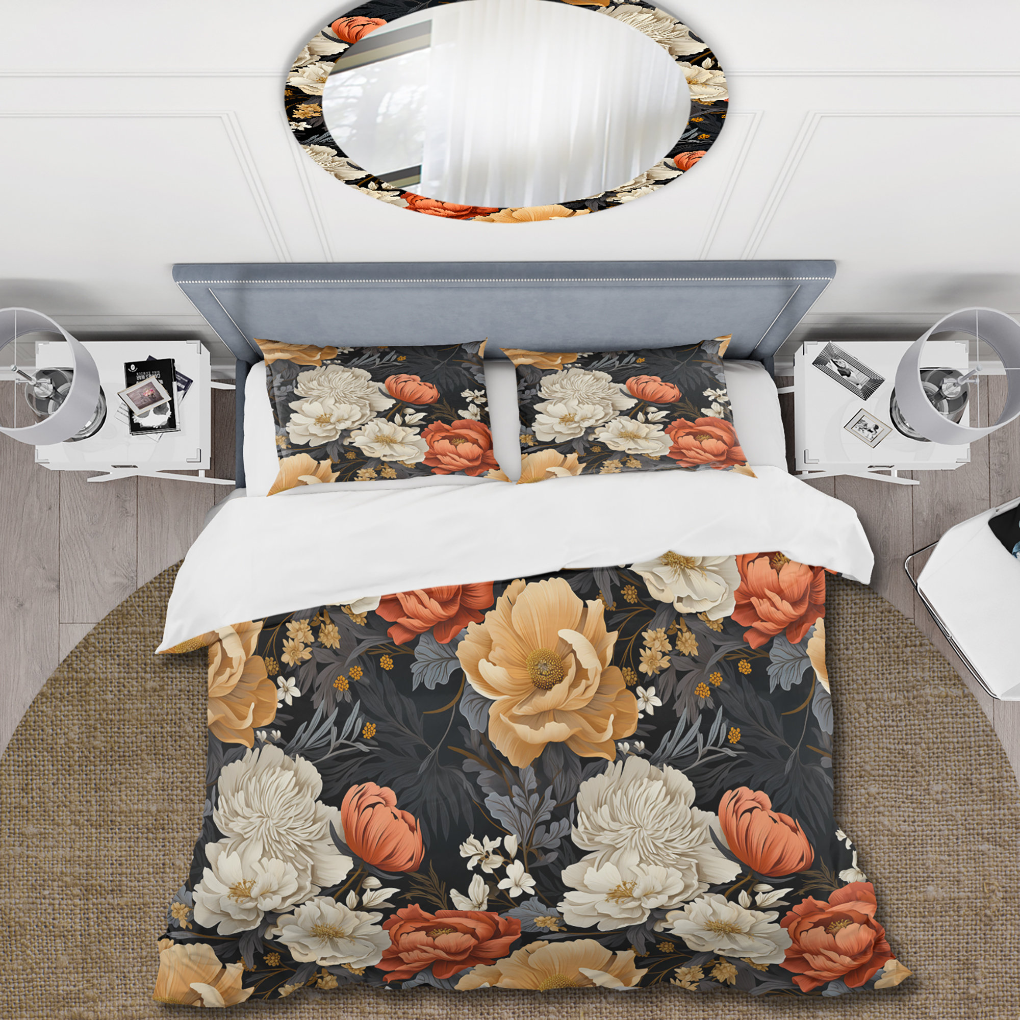 Design Art Splendid Marigold Mosaic Collage I - Floral Duvet Cover Set ...