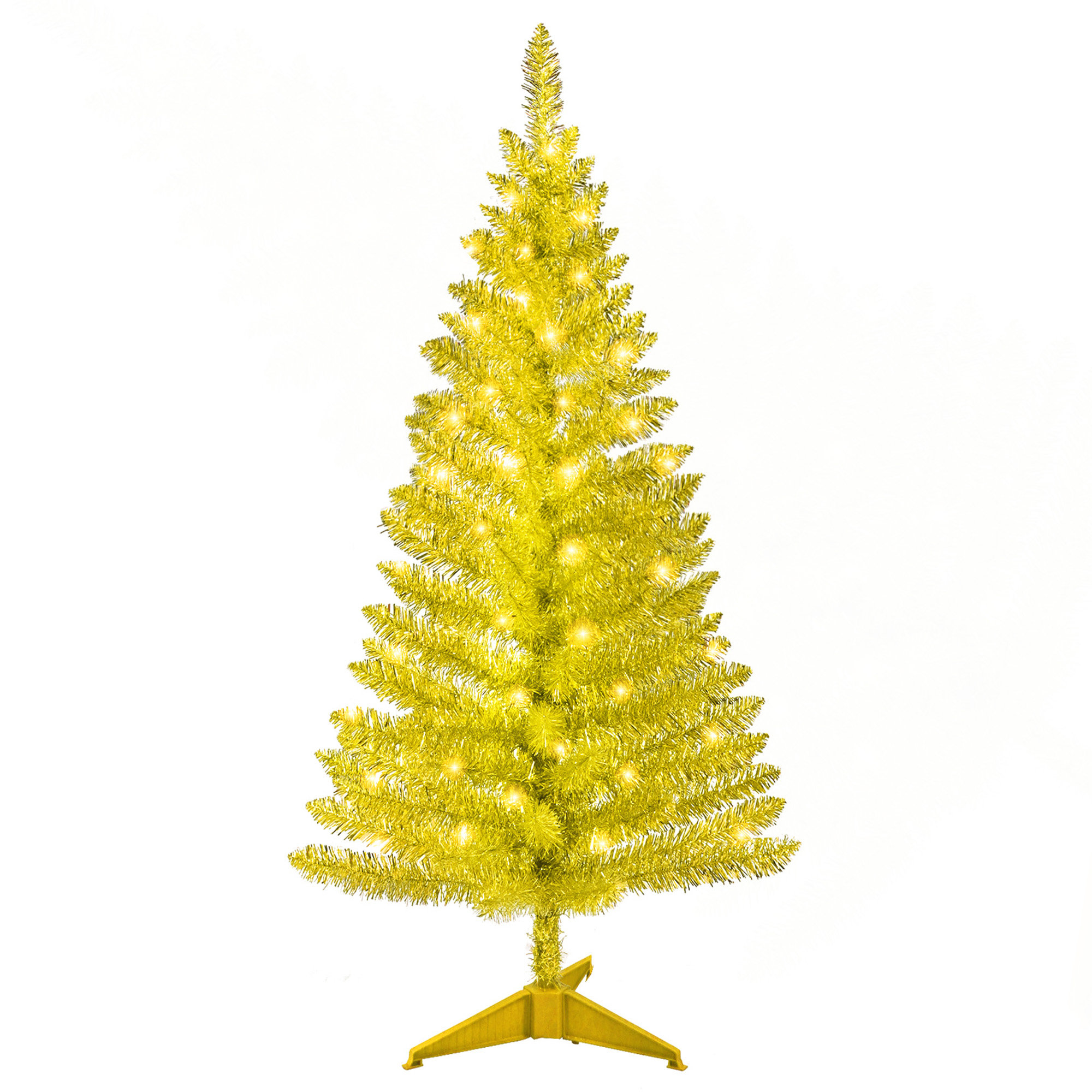 Mercer41 4FT Gold Christmas Tree With 50 UL Lights, 122 PVC Tips ...