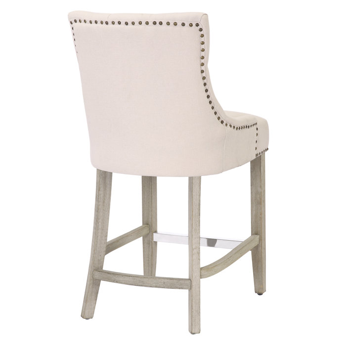 Lark Manor Linen Fabric Tufted Upholstered Counter Stool & Reviews ...