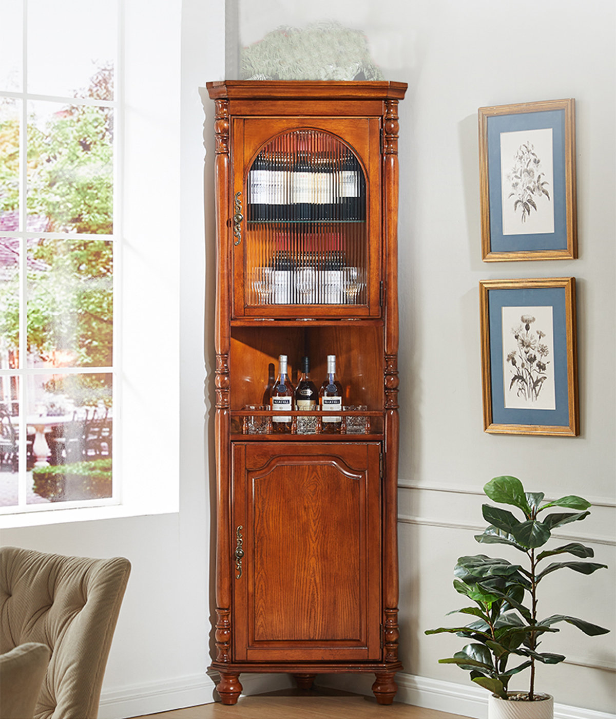 Canora Grey 82.2"Corner Solid Wood Display & China Cabinets | Wayfair