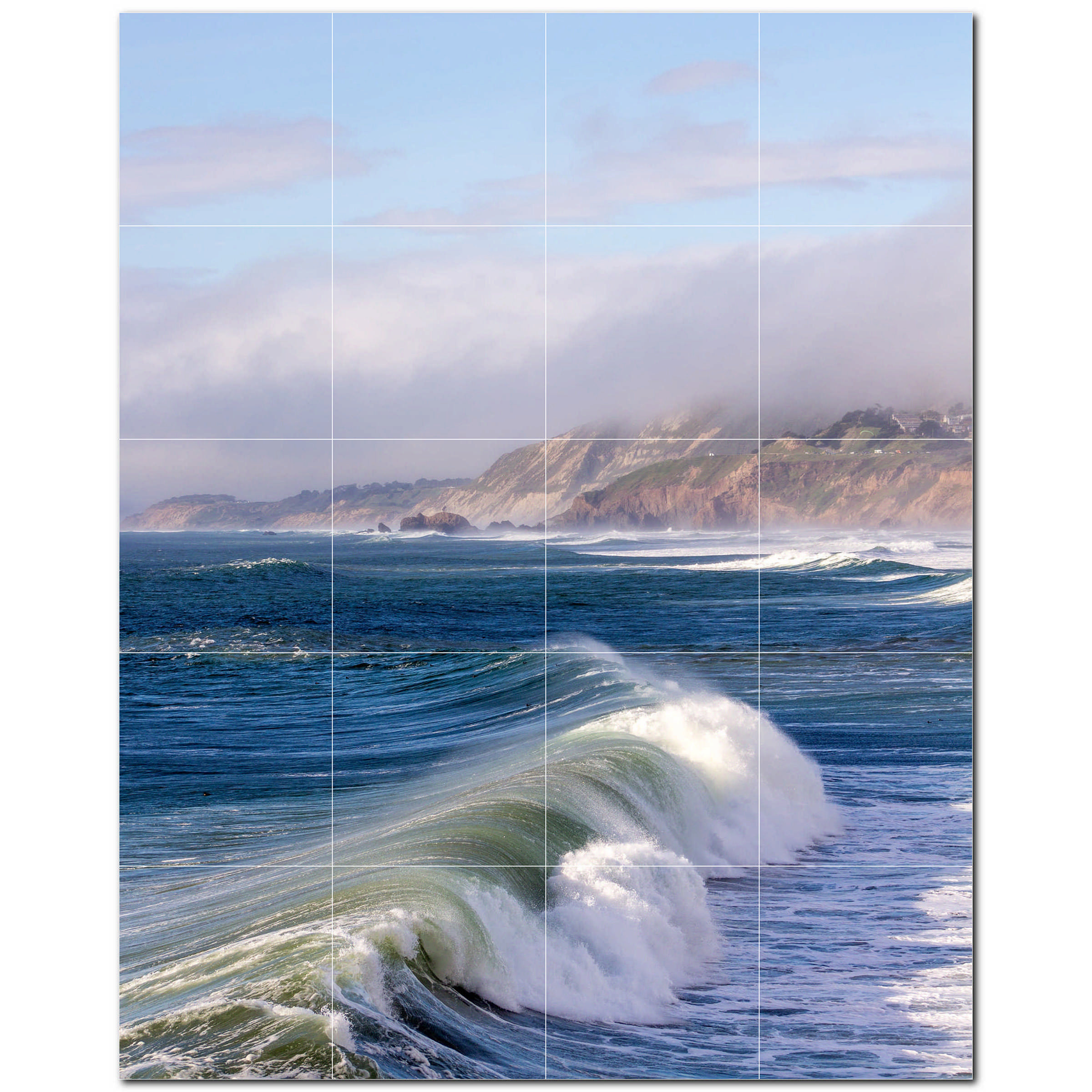 Picture-Tiles.com 32" x 40" Ceramic Waves Photo Decorative Mural Tile ...
