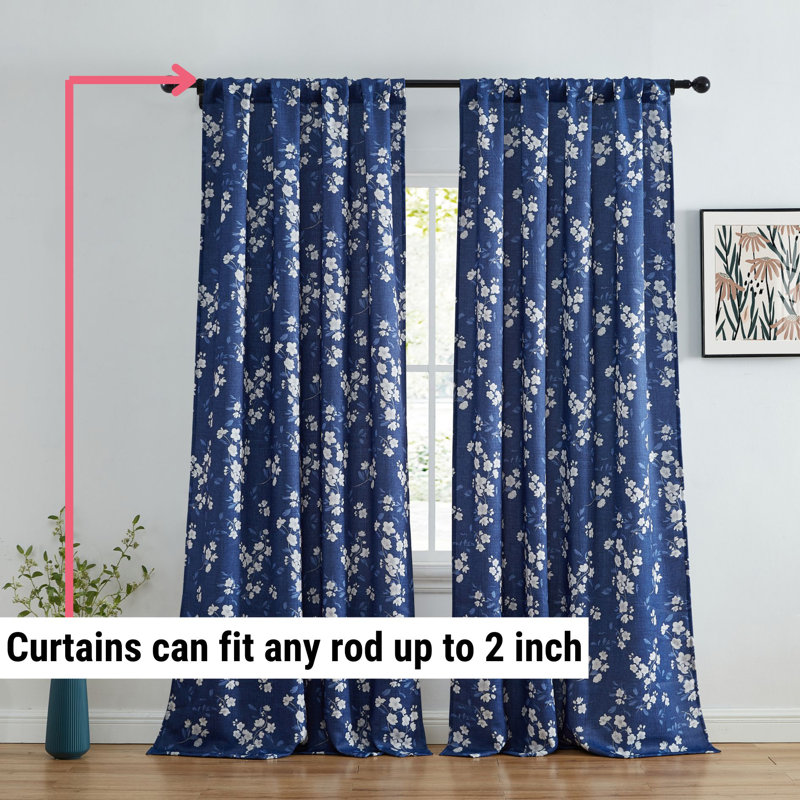 Red Barrel Studio® Lyllyan Floral Rod Pocket Window Curtains for ...