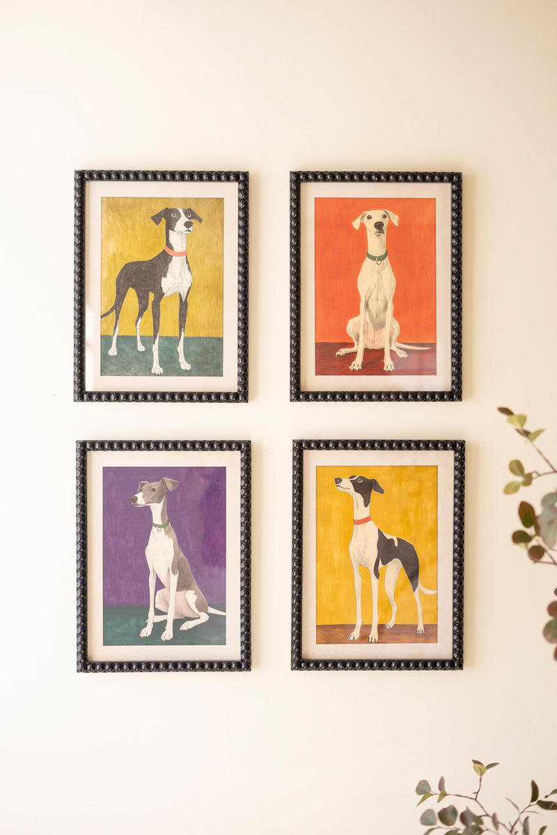 Latitude Run® SET OF FOUR FRAMED HOUND PRINTS UNDER GLASS | Wayfair