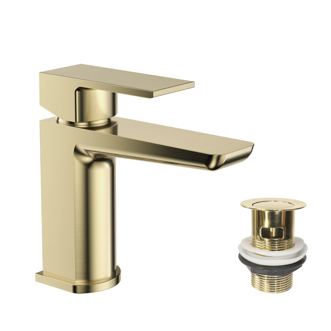 Belfry Bathroom Lunar Soft Square Mono Basin Mixer Tap with Waste ...