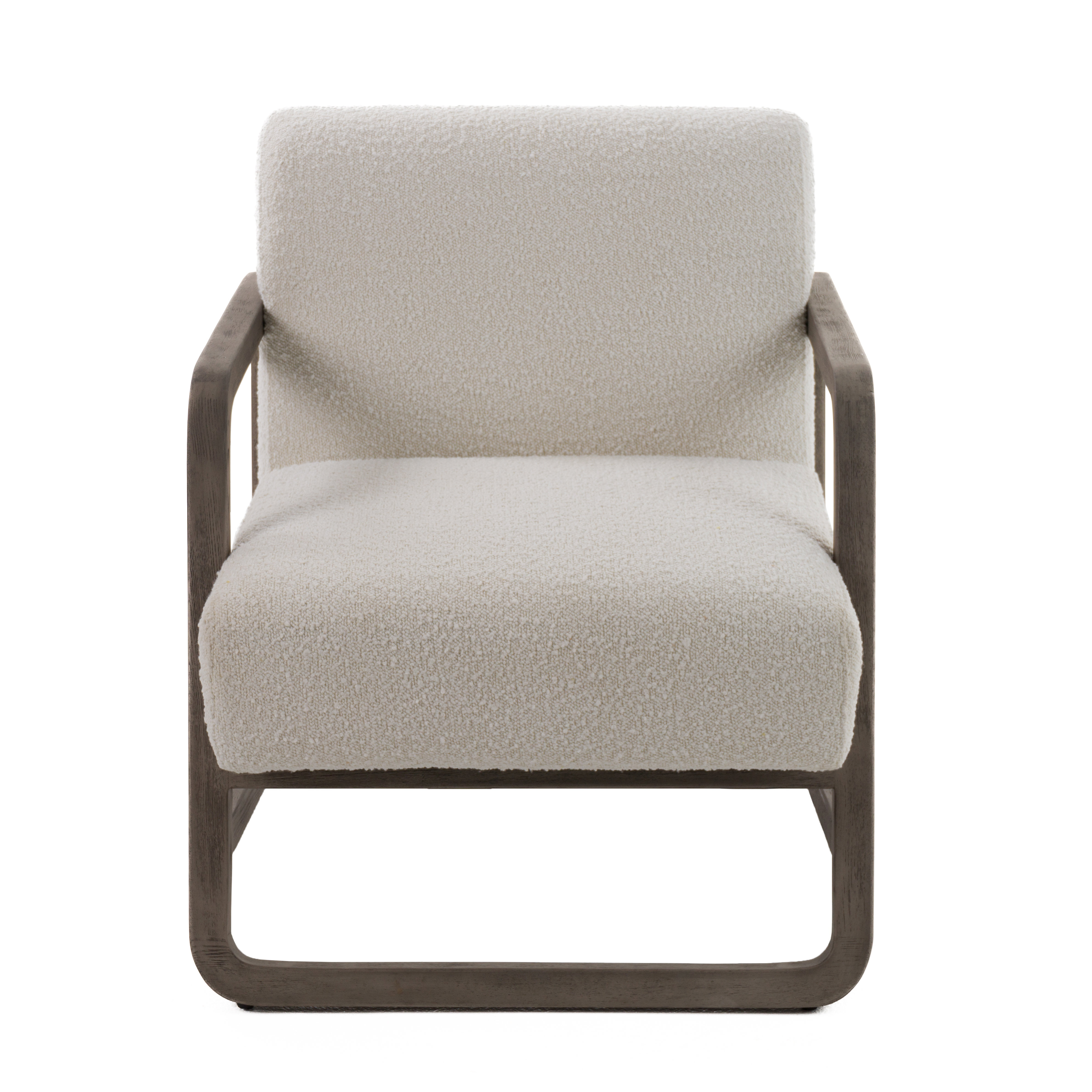 Latitude Run® Wilber - Modern Off-white Fabric + Grey Wood Accent Chair ...
