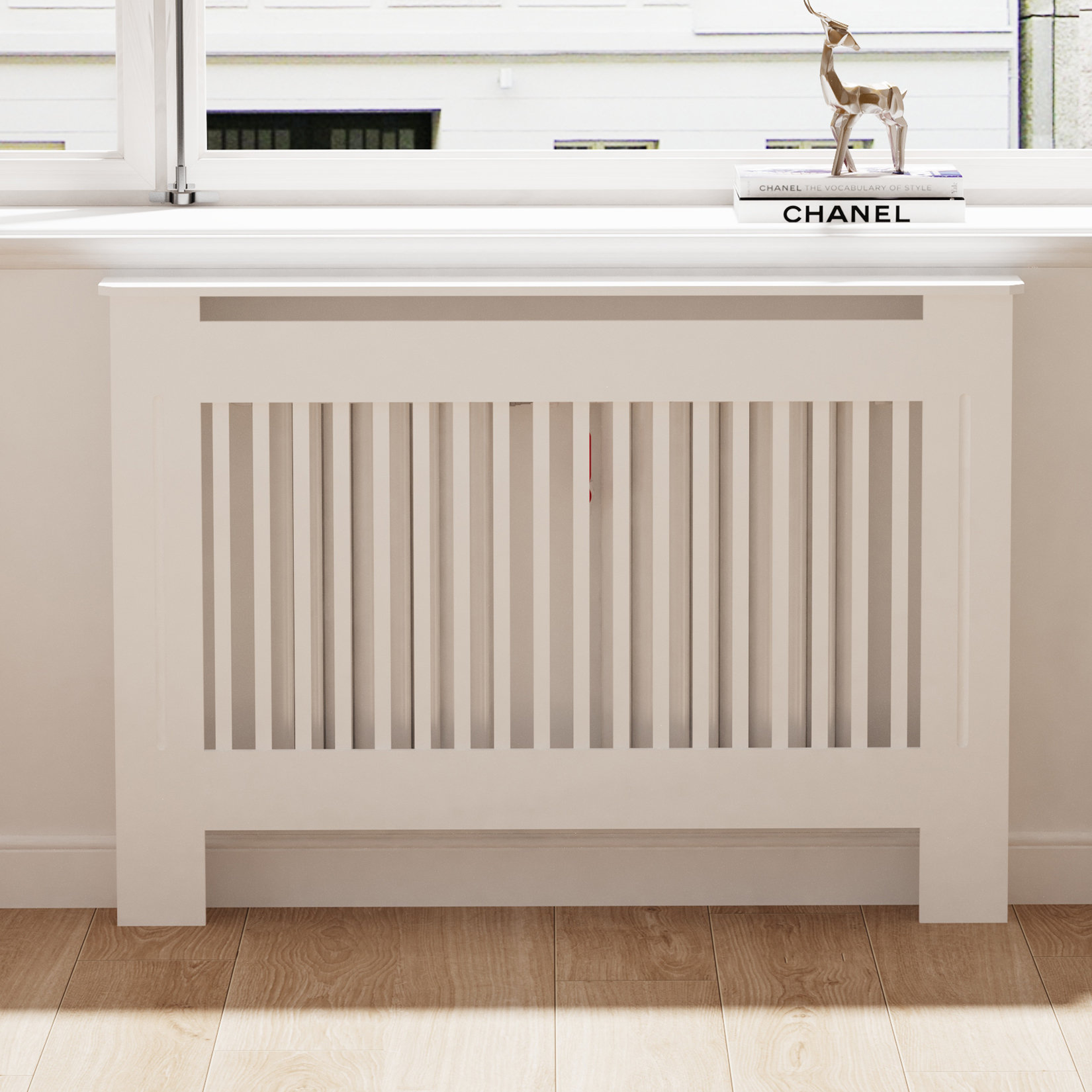 LUVODI Tall Vertical Slats Radiator Cover Wood Cabinet Modern Radiators ...
