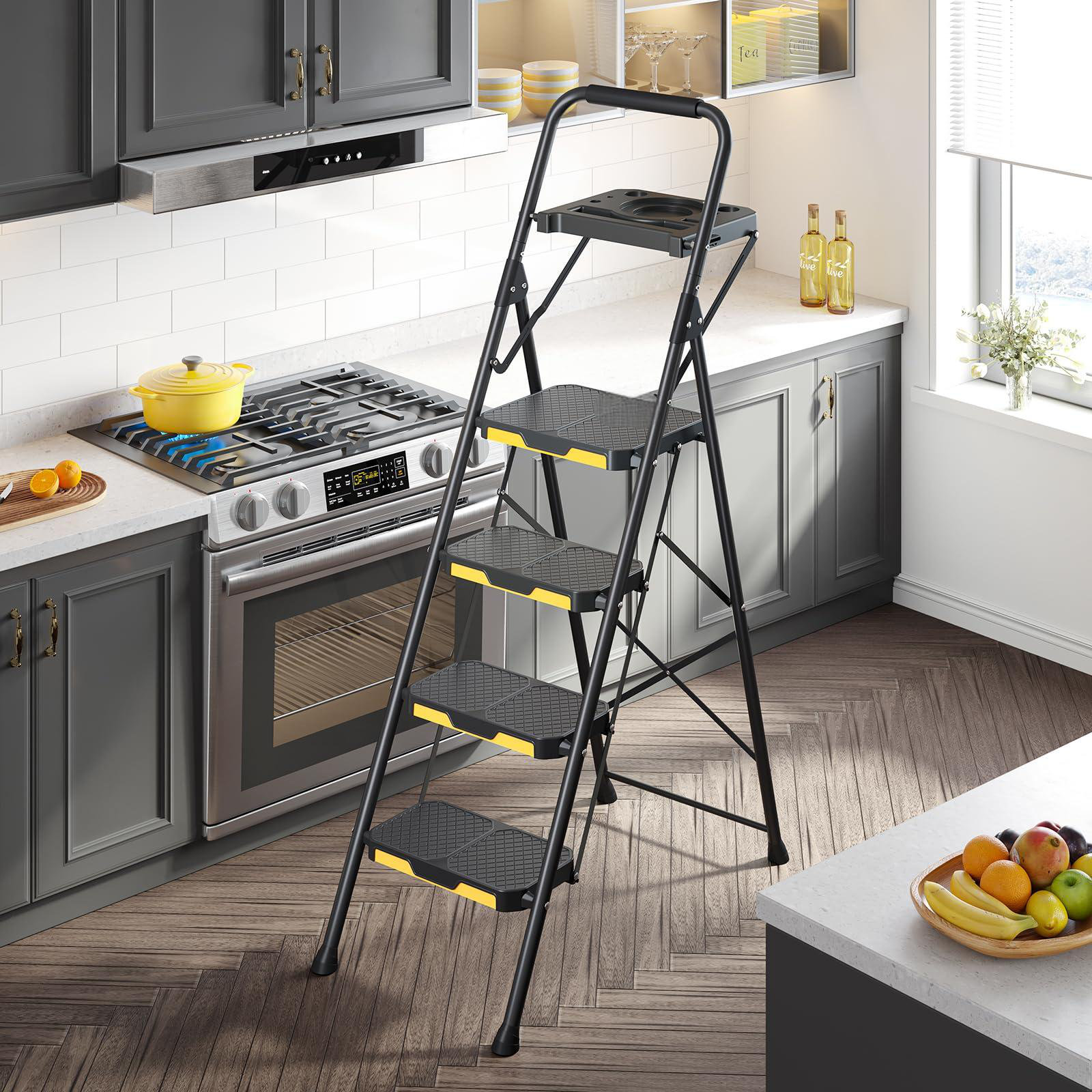 WFX Utility™ 4 Step Ladder With Tool Platform, Folding Step Stool With ...