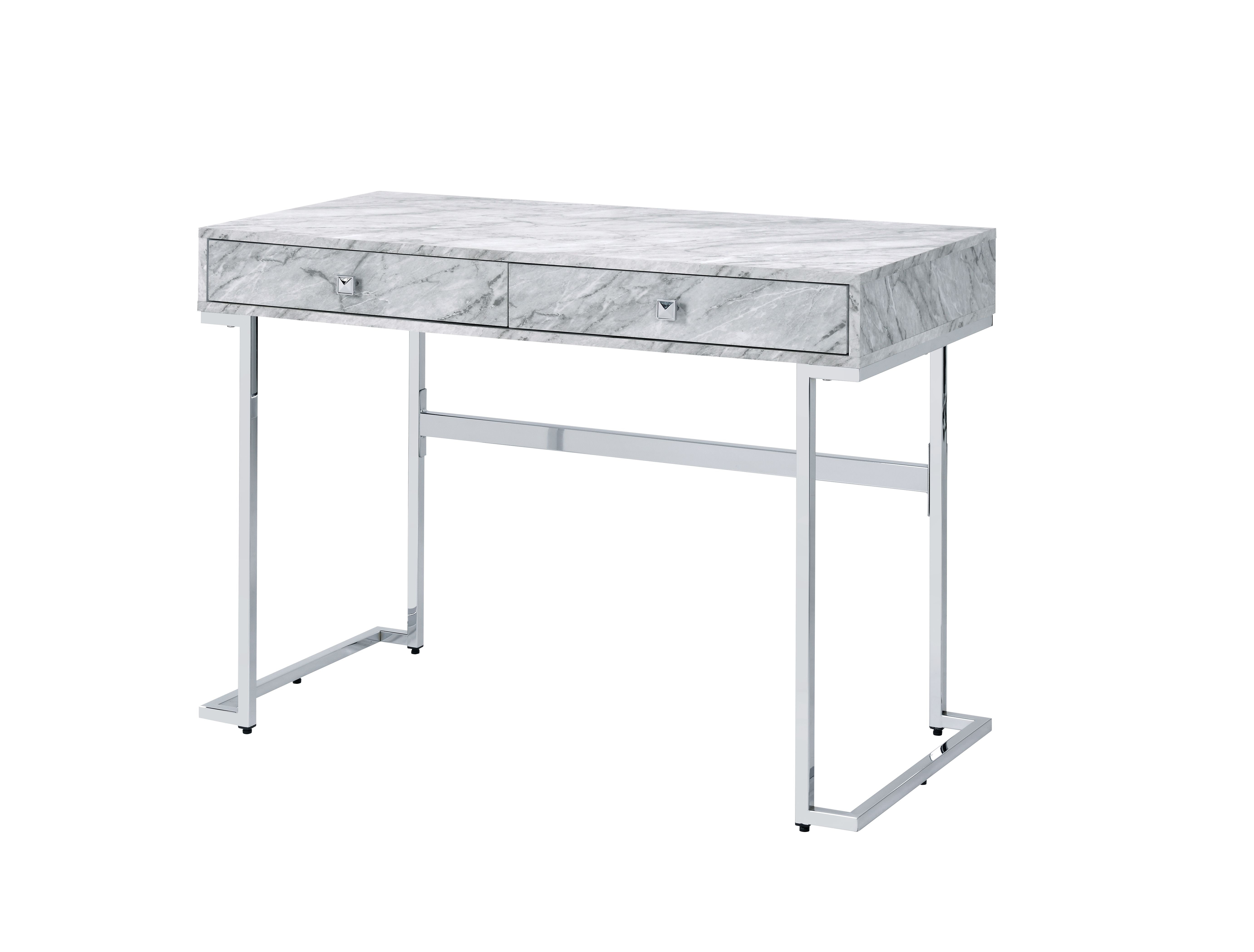 Ivy Bronx Dayton Writing Desk with Faux Marble Top & Drawers | Wayfair